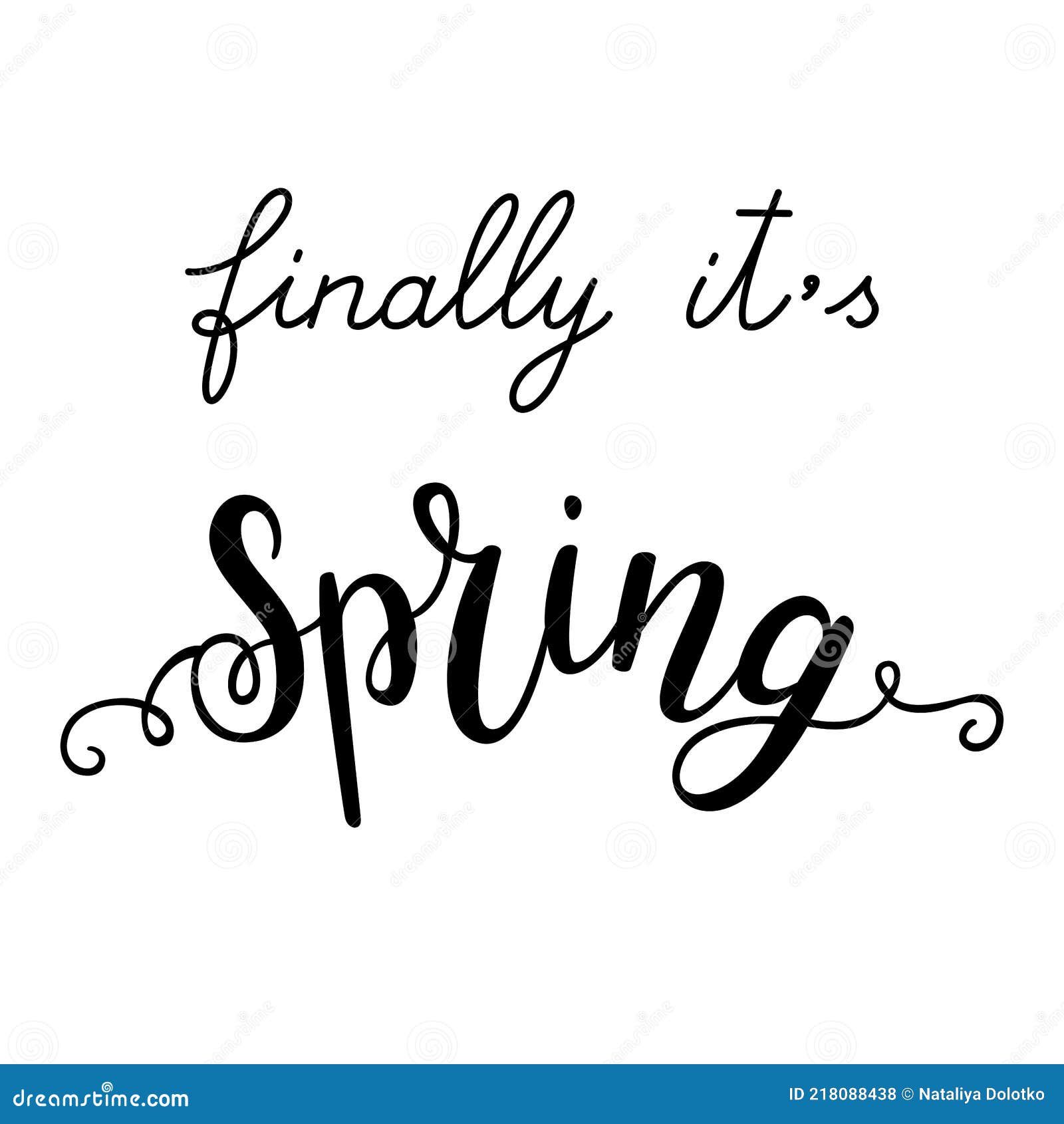 `Finally it`s Spring` Hand-drawn Lettering in English. Stock Vector ...