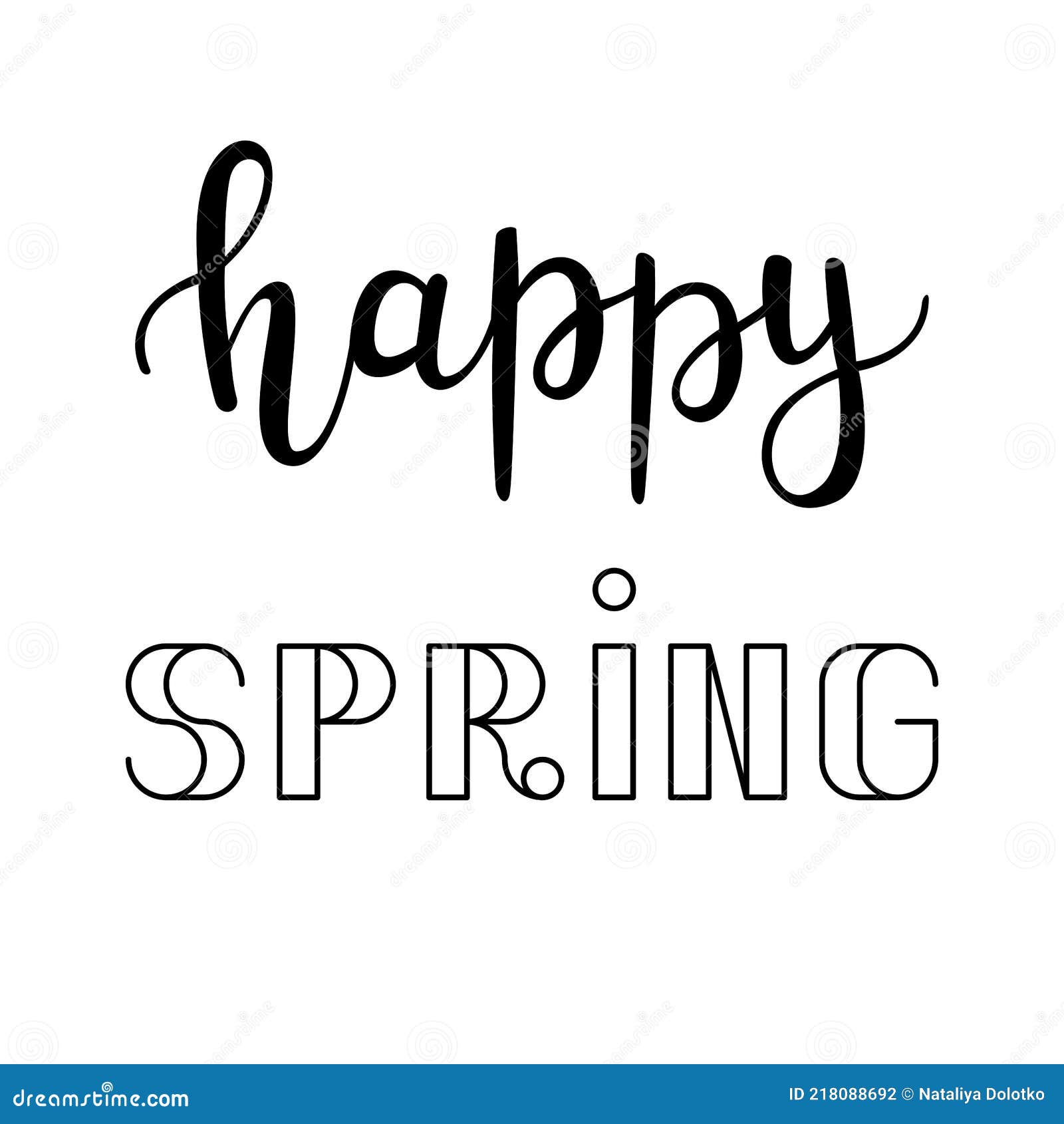 Happy Spring Hand Lettering. Vector Inspirational Lettering Stock ...