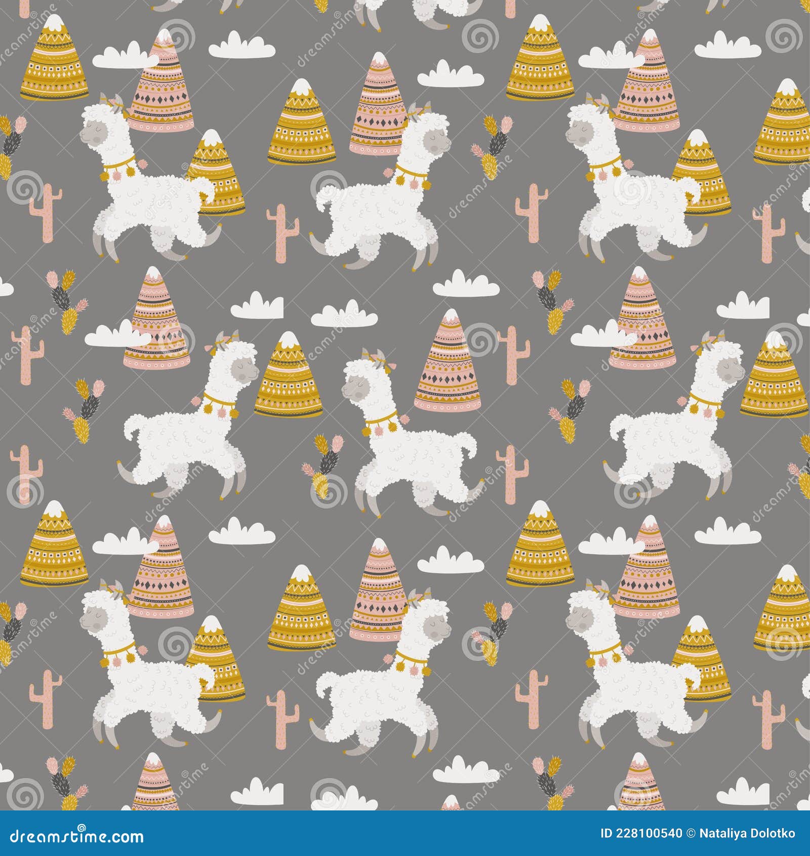 Cute Llama Seamless Pattern. Llamas Vector Pattern Stock Vector ...