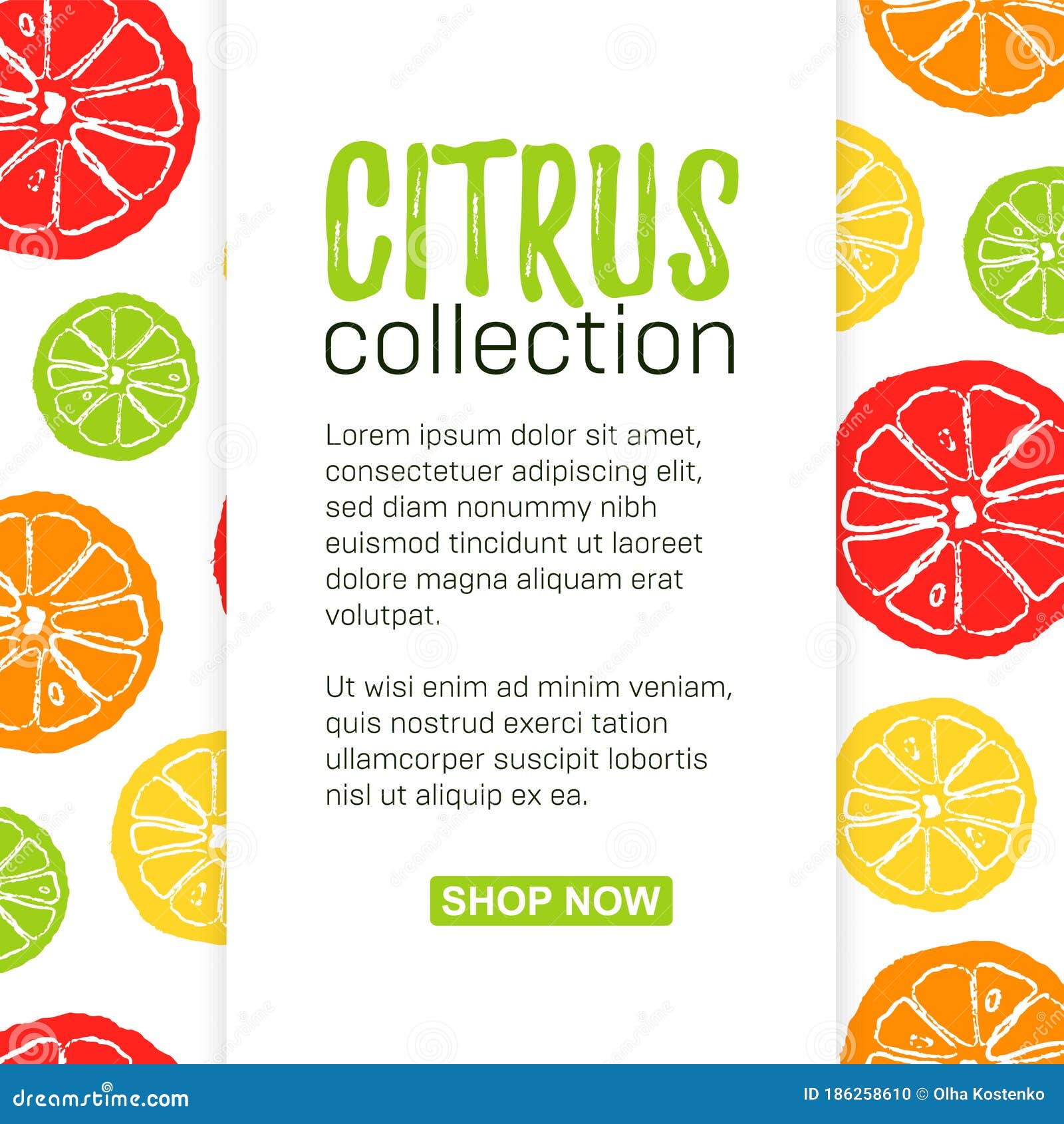 Template Background with Citrus Fruit Stock Vector - Illustration of ...