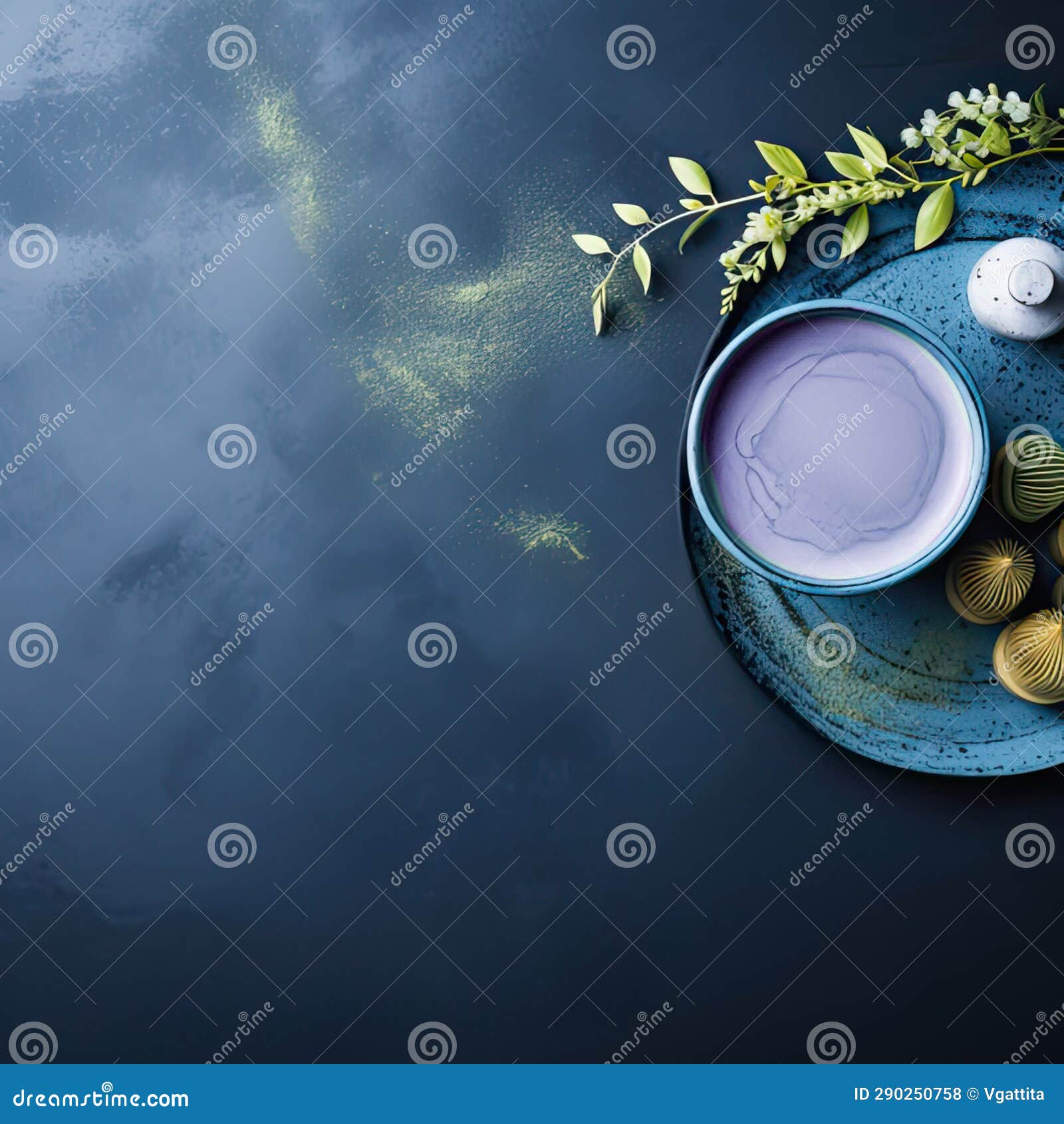 Template Background Copy Space with Cup Blue Matcha Stock Illustration ...
