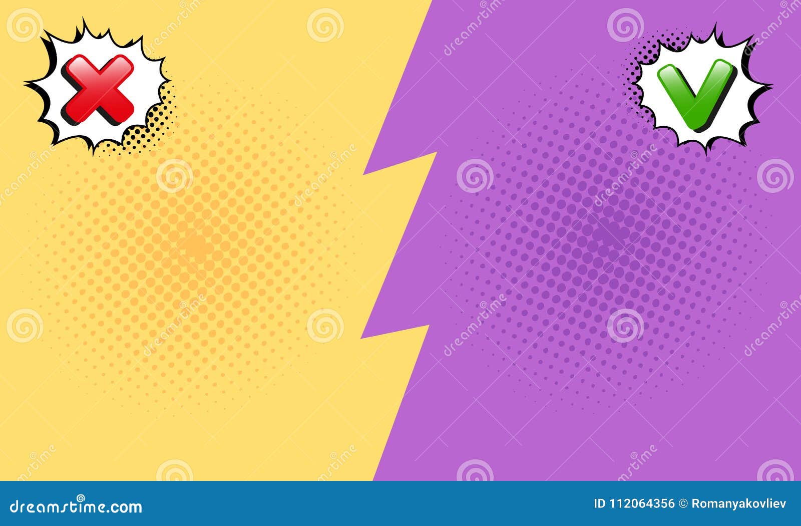 Template Background Wrong or Correct. Comics Style Design. Vector ...