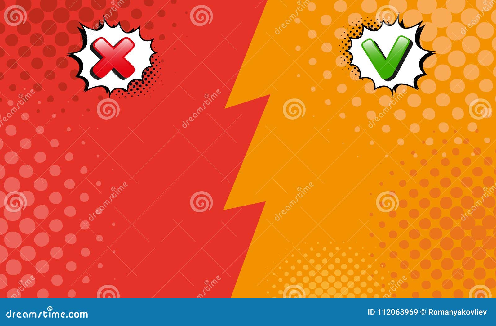 Template Background Wrong or Correct. Comics Style Design. Vector ...