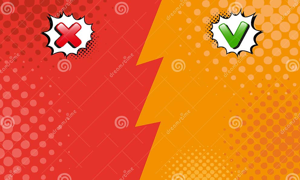 Template Background Wrong or Correct. Comics Style Design. Vector ...