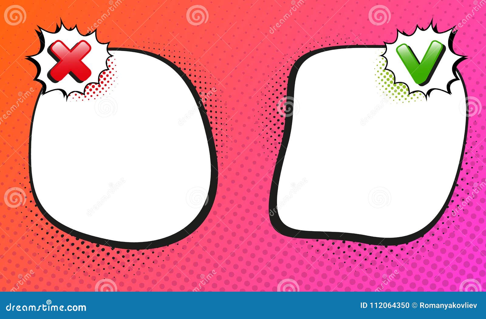 Template Background Wrong or Correct. Comics Style Design. Vector ...