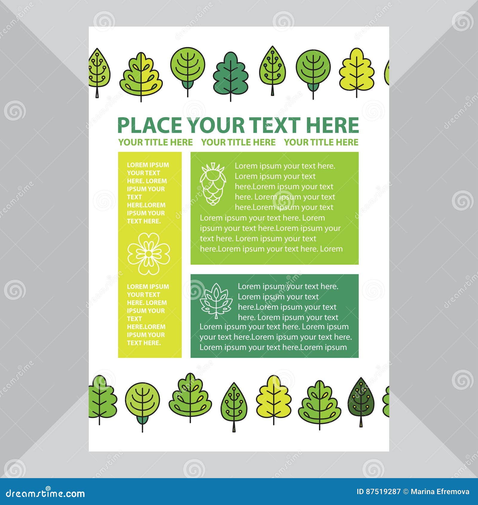 Template Banner with Trees. Stock Vector - Illustration of grass ...
