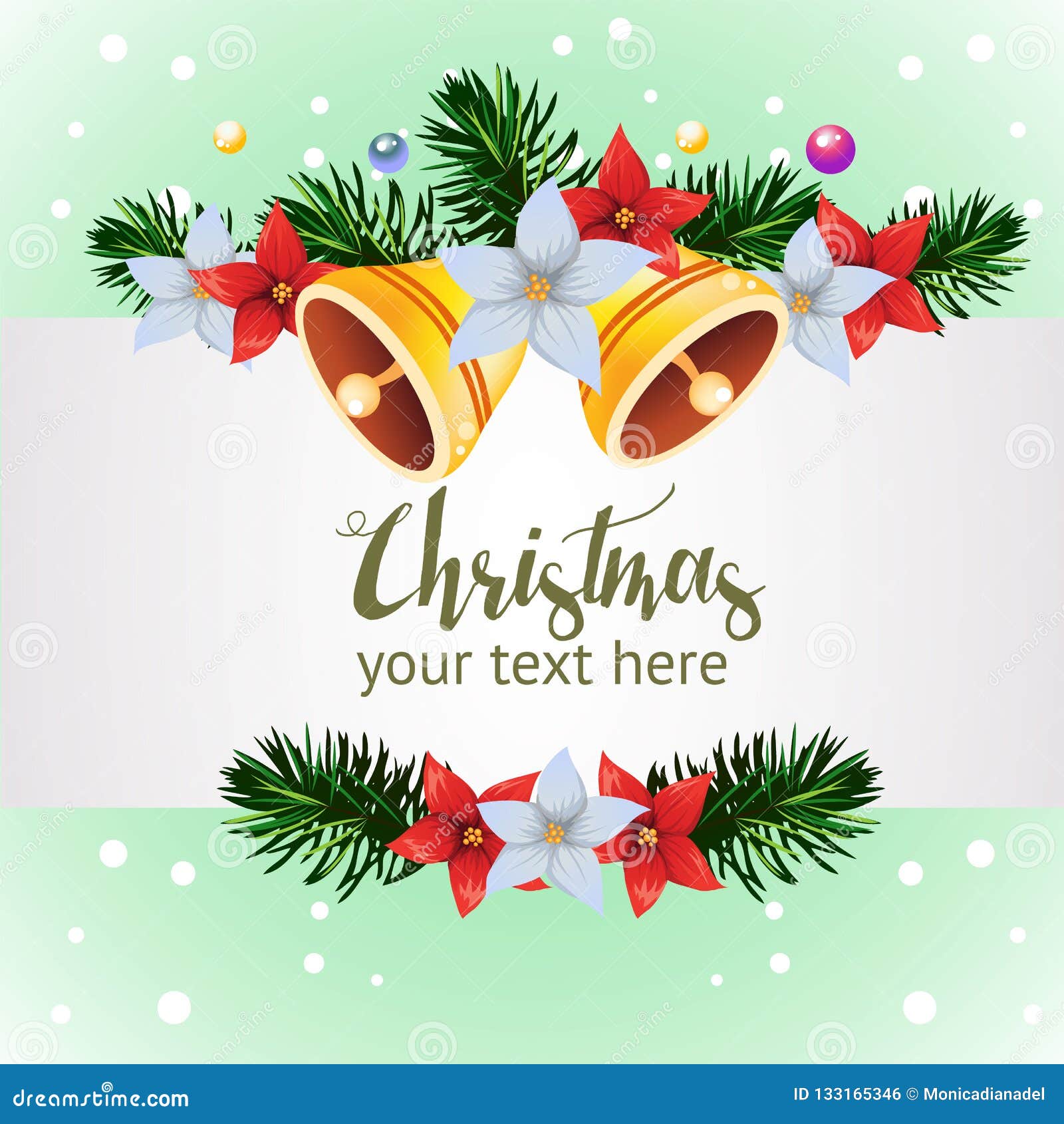 Template with Bell Decoration Christmas Vector Stock Vector ...