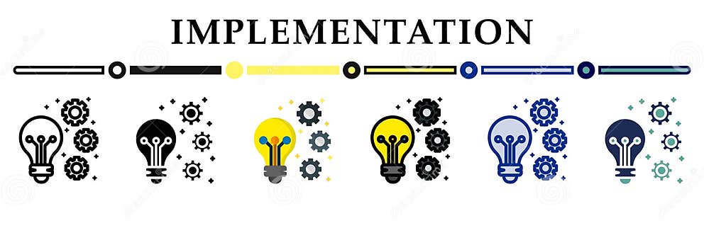 Implementation Icons Set. for Sign, Symbol, Element, Presentation ...
