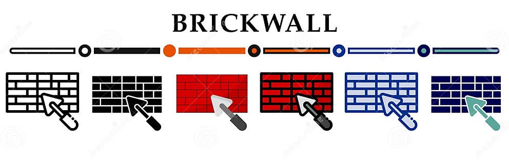 Brickwall Icon Collection. 6 Style Icons Set. Stock Vector - Illustration of contour, build ...