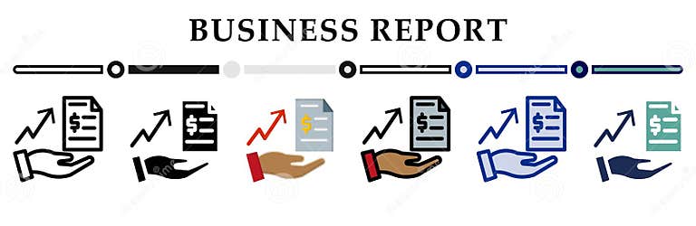 Business Report Icons Collection on Web Banner Design Stock Vector ...