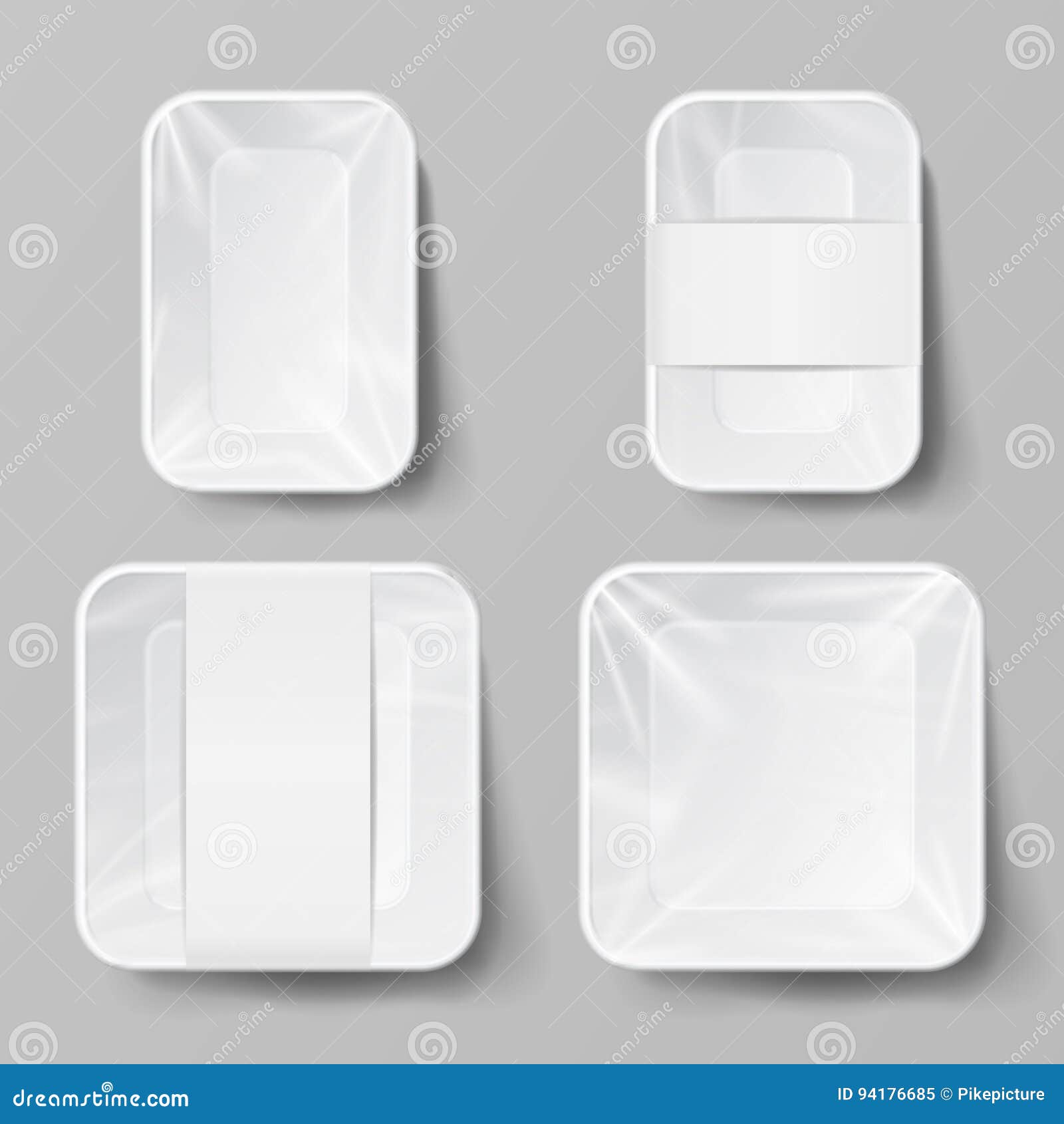 Template Blank White Plastic Food Container Set. Vector Mock Up ...