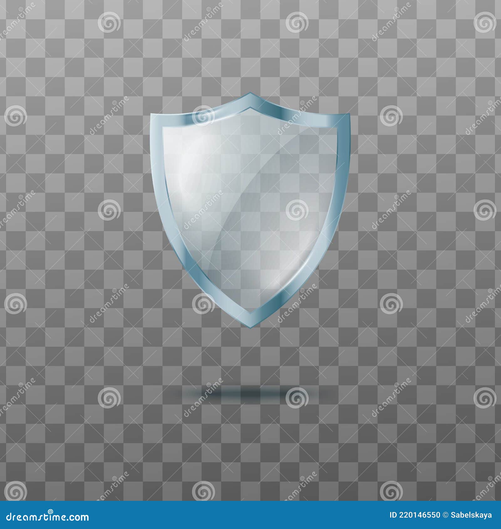 Template of Bluish Glass Security Shield Realistic Vector Illustration ...