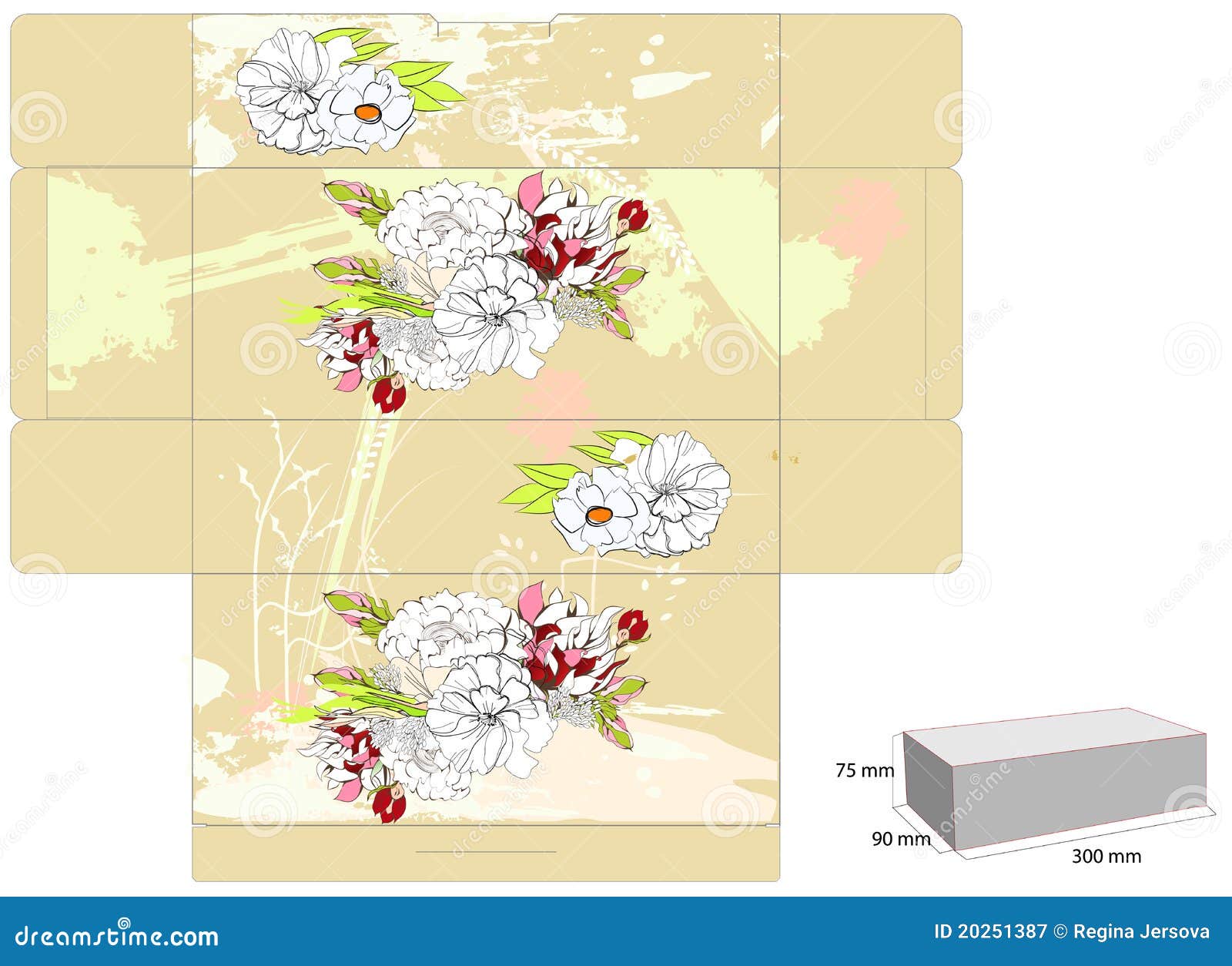 Template for Box with Flowers Stock Vector - Illustration of template ...