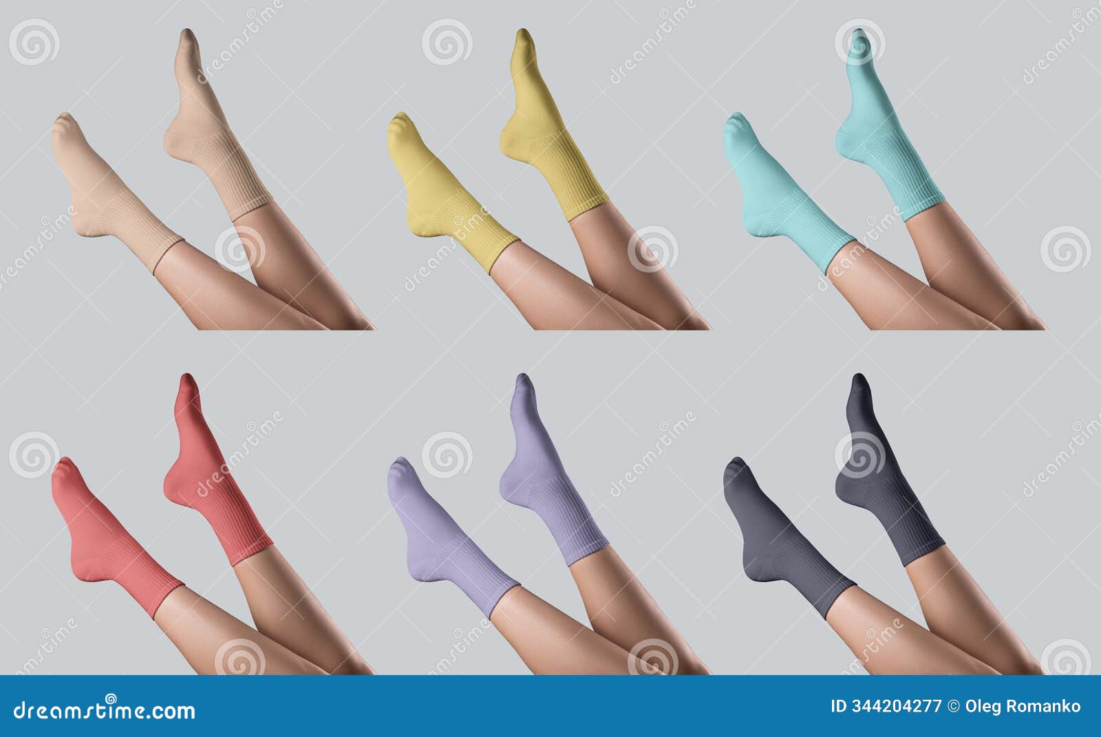 Template of Bright Long Socks on Women S Feet, Upside Down Diagonal ...