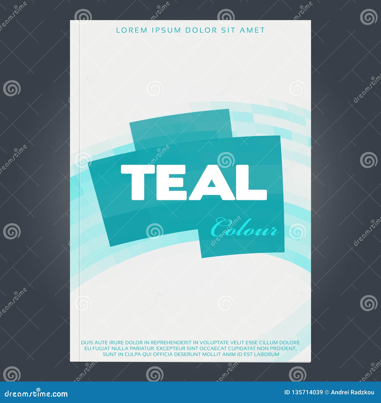 Template of Brochure Cover with Teal Shape Stock Vector - Illustration ...