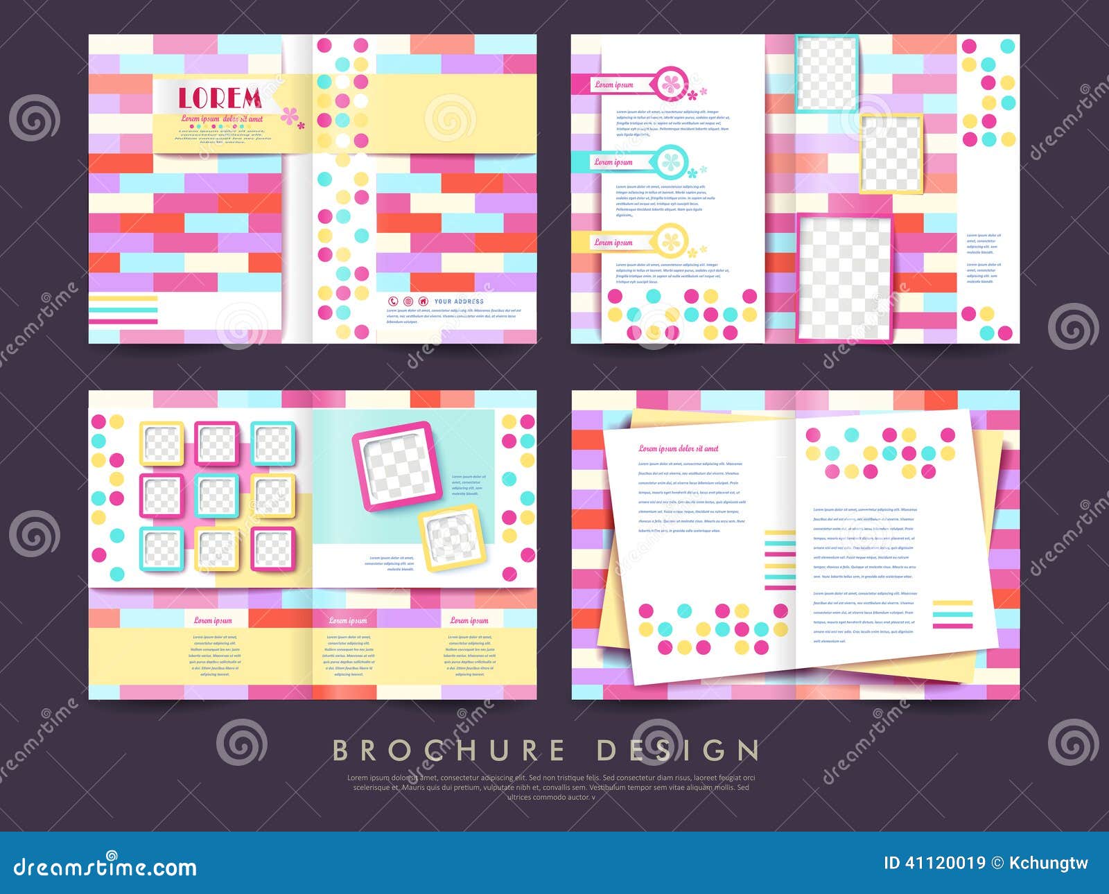 Template of Brochure Design with Spread Pages Stock Vector ...