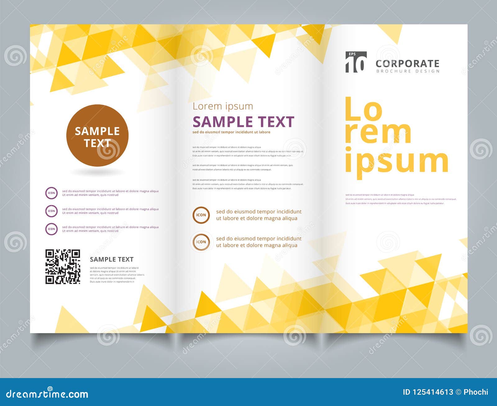 Template Brochure Layout Design Abstract Yellow Triangles Geometric on ...