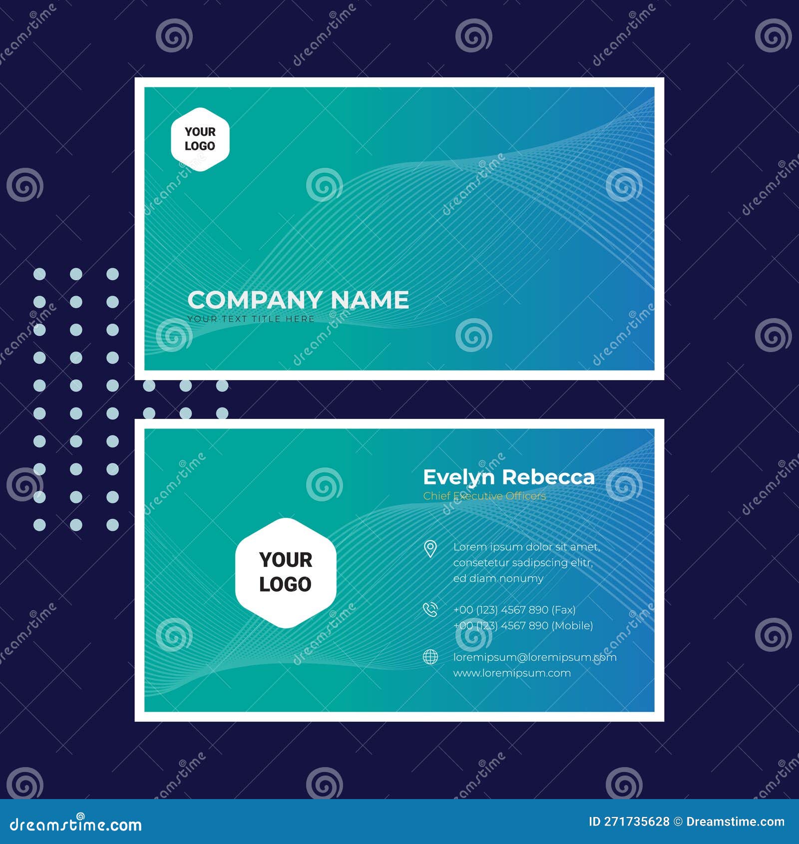 Blue Line Gradient Business Card Vector Template Stock Vector ...