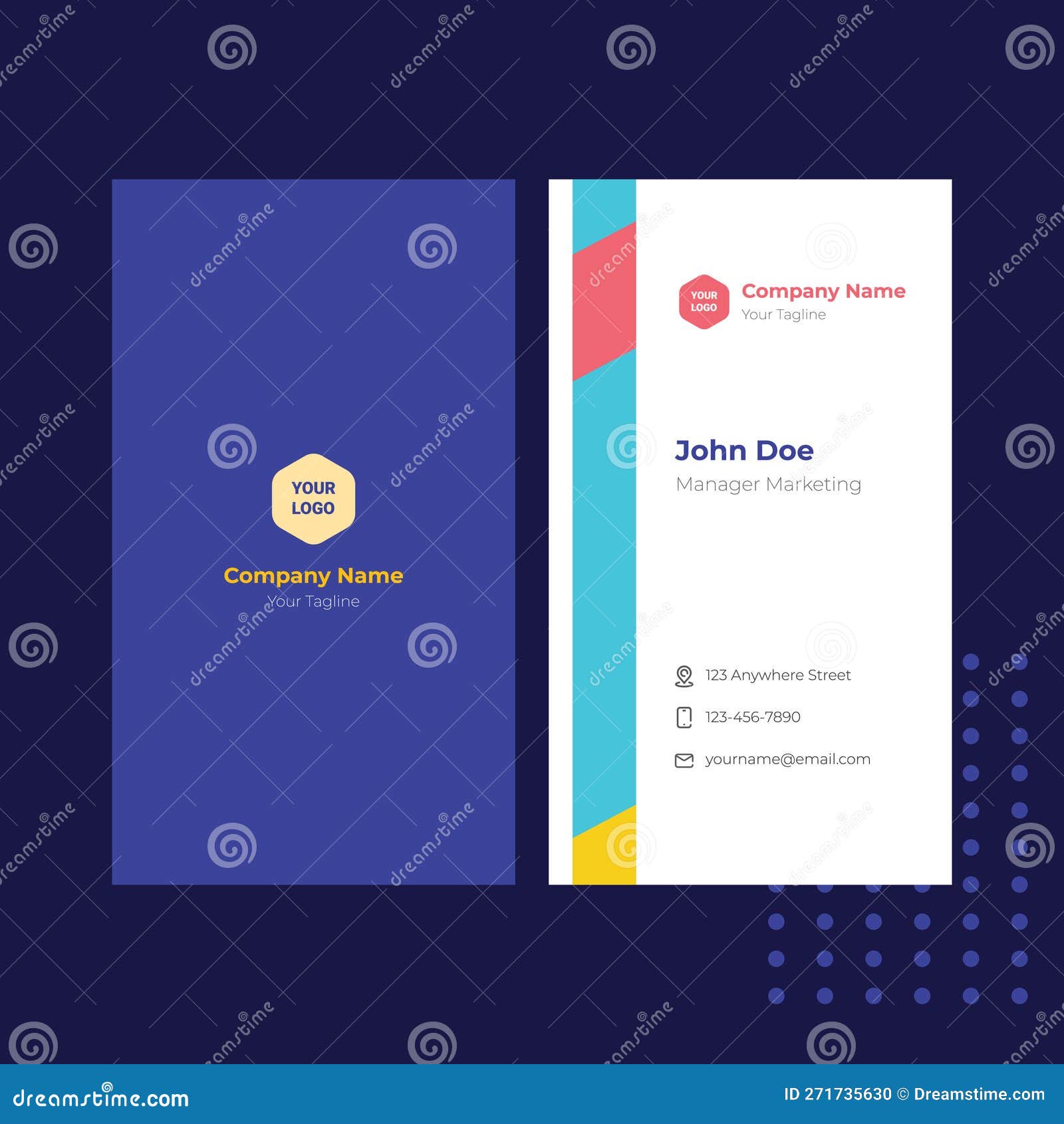 Navy Business Card Design Vector Template Stock Vector - Illustration ...