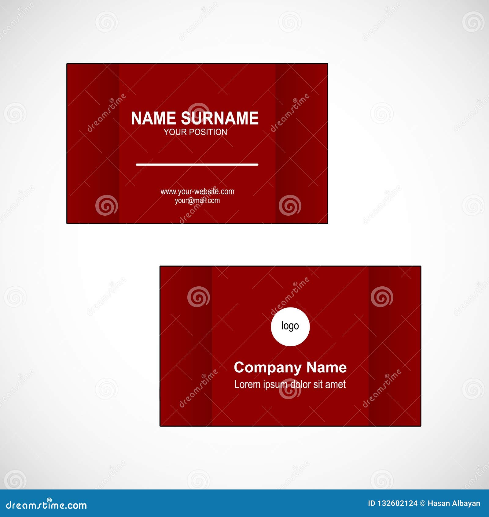 Template Business Card Vector Design Red Rectangle Stock Illustration ...
