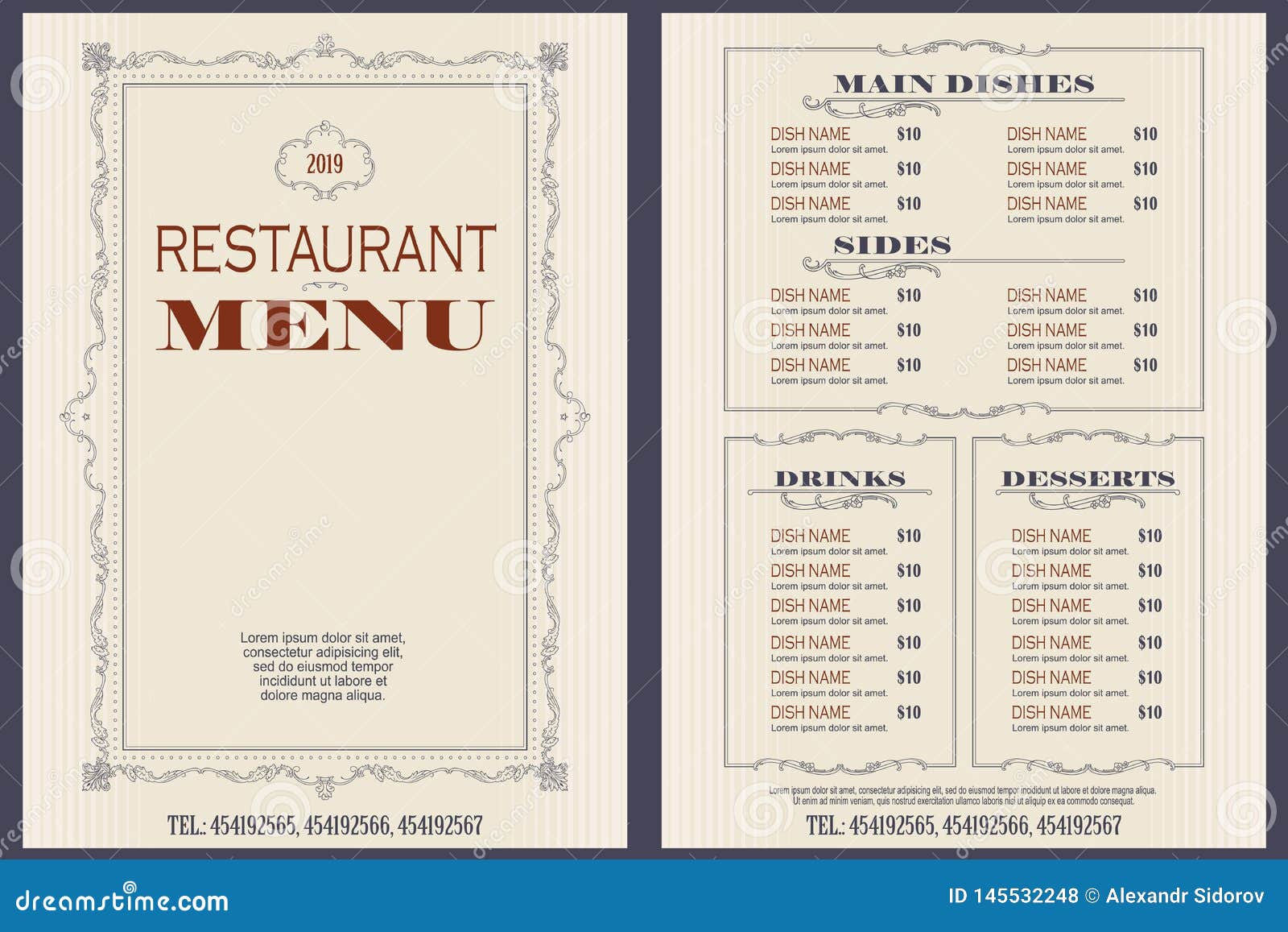 Template Cafe or Restaurant Menu Stock Vector - Illustration of cafe ...