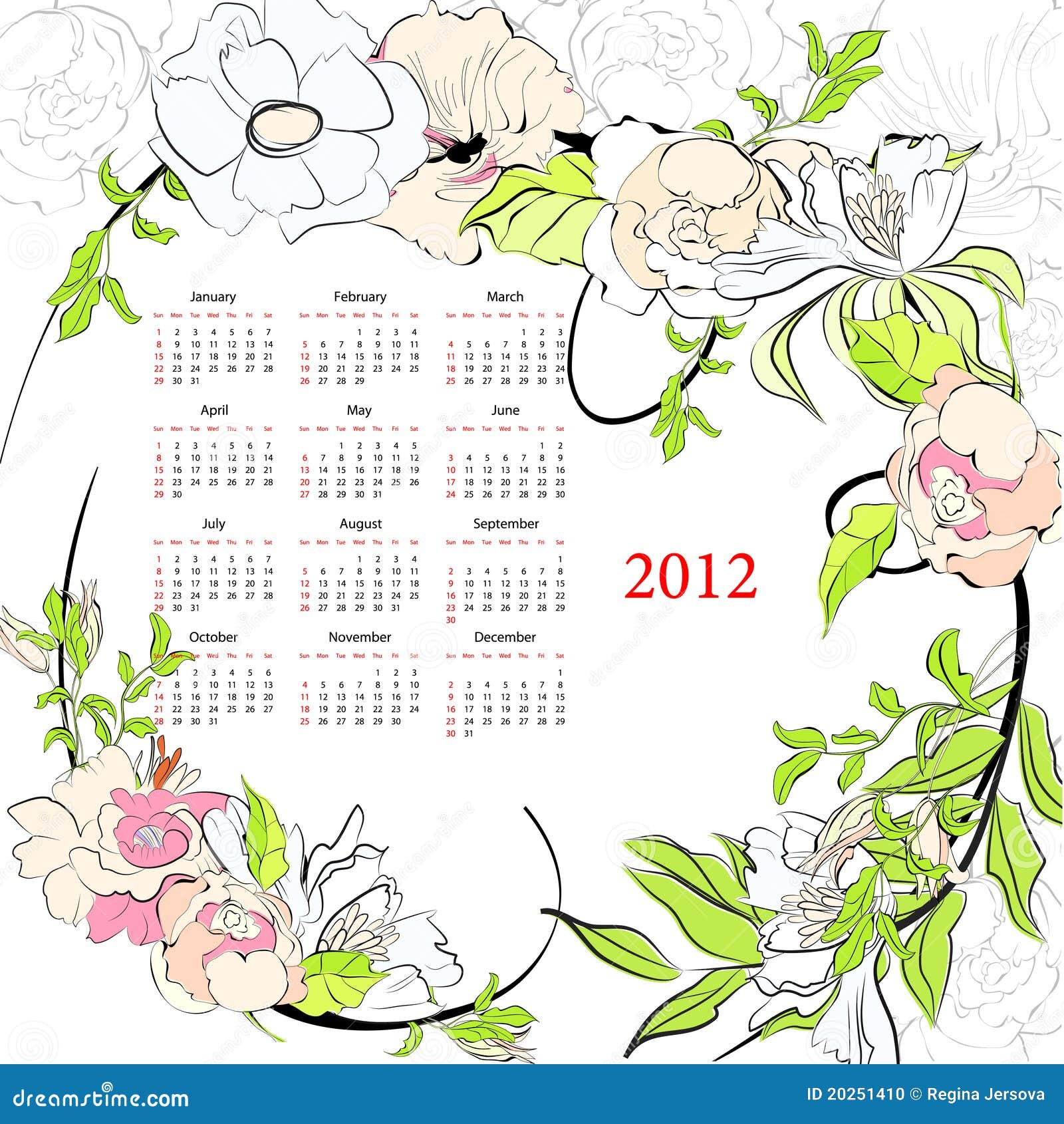Calendar 2012-1215 Year Cartoon Vector | CartoonDealer.com #22038939