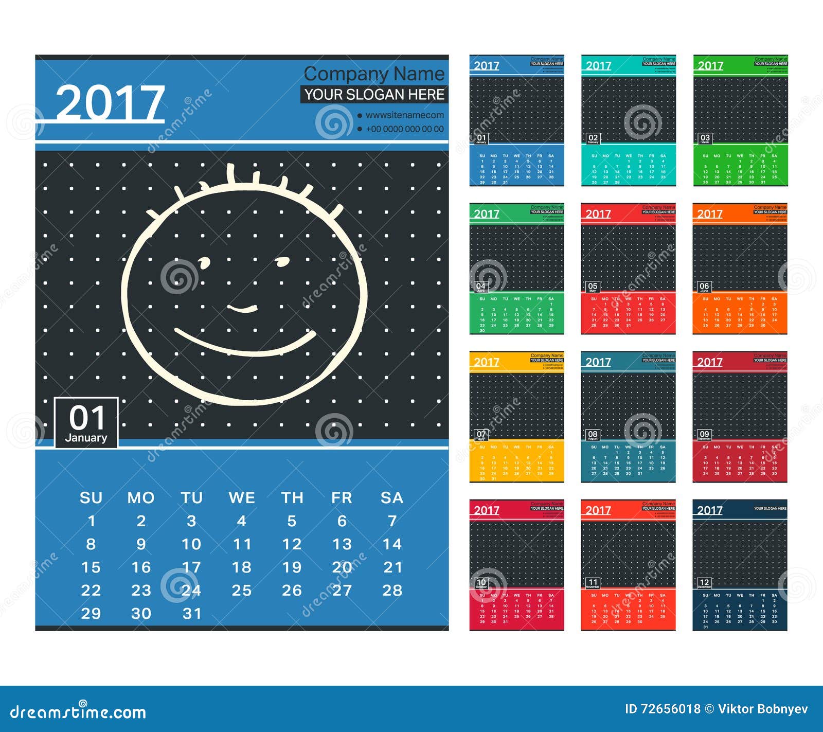 Mini calendar template 2017 - faceopel