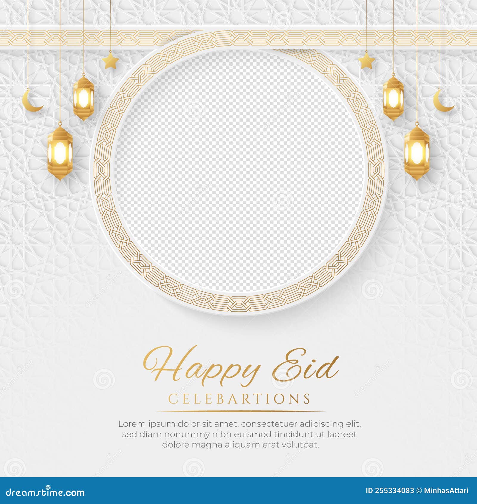 Happy Eid Islamic Social Media Post Design with Empty Space for Photo ...