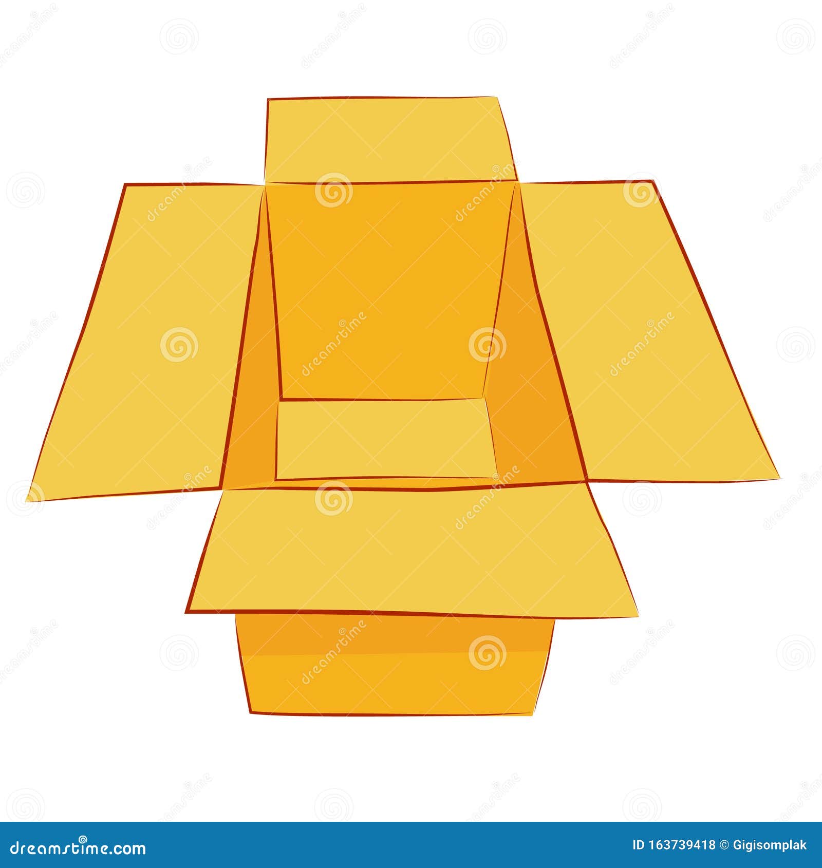 Simple Hand Draw Skecth Vector Mock Up Brown Cardboard, Isolated on ...