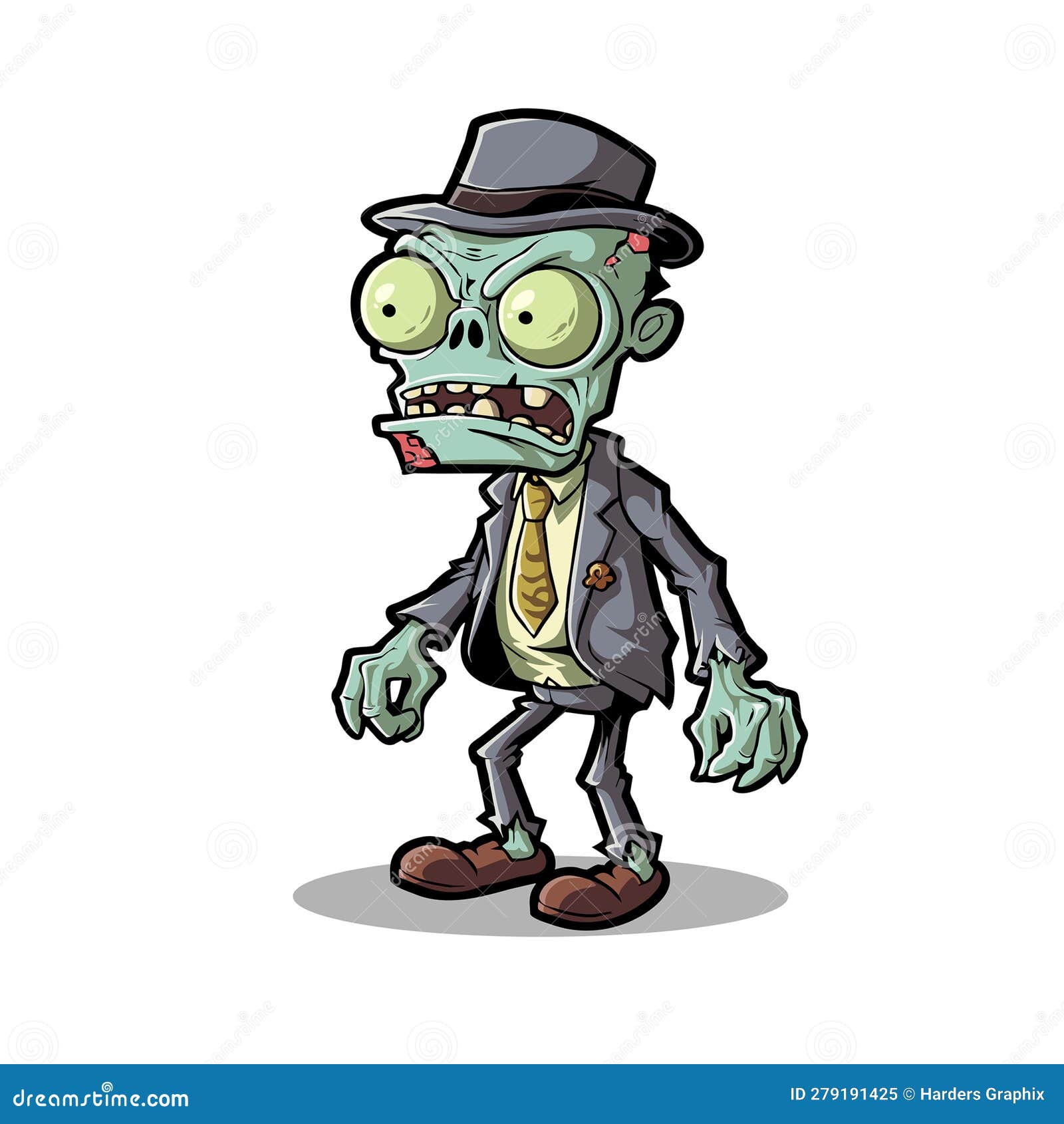 Undead Fun Cartoon Lively Zombie Character Illustration, Spooky ...