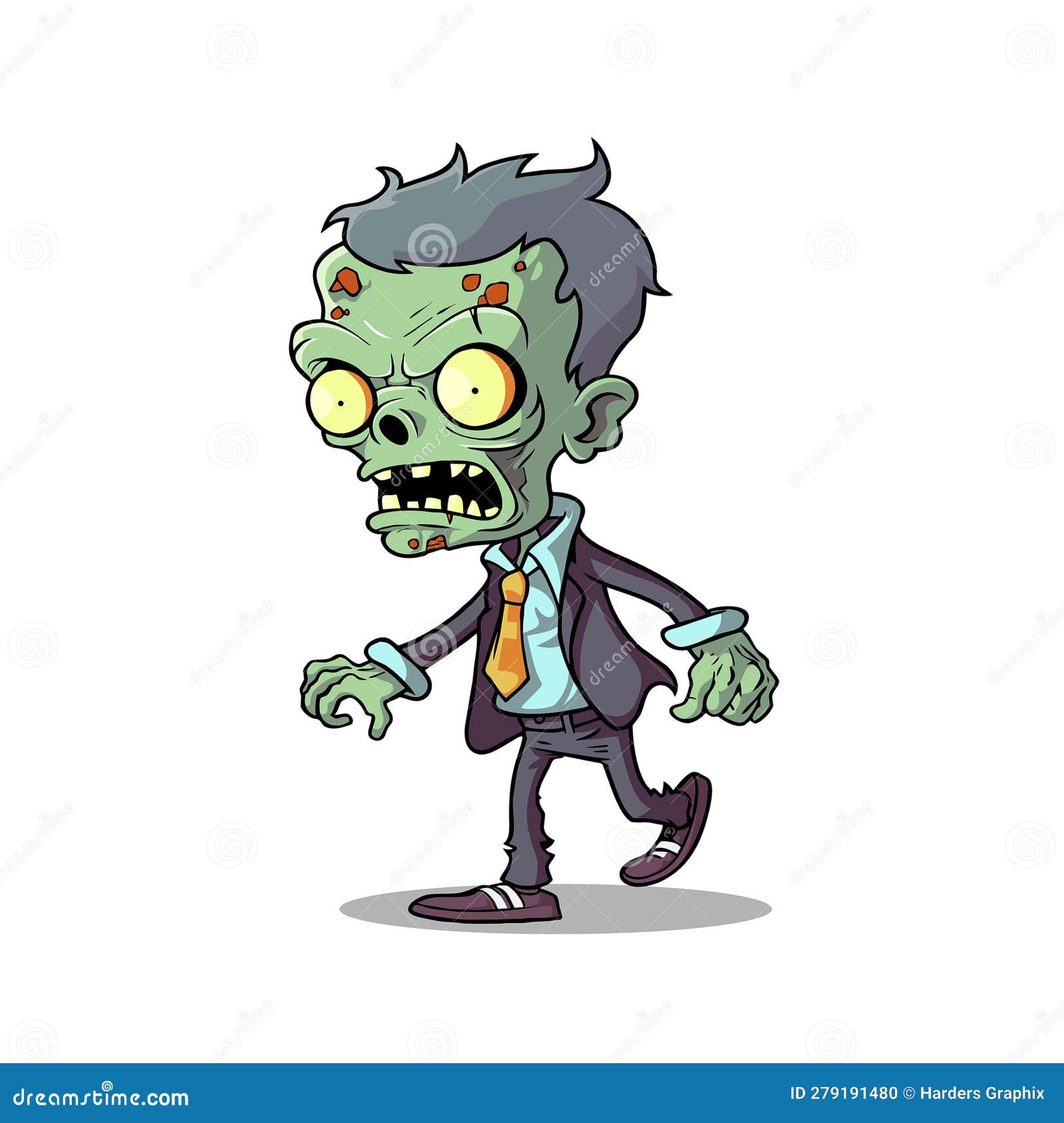 Undead Fun Cartoon Lively Zombie Character Illustration, Spooky ...
