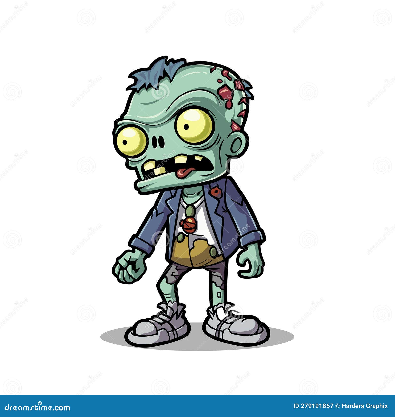 Undead Fun Cartoon Lively Zombie Character Illustration, Spooky ...