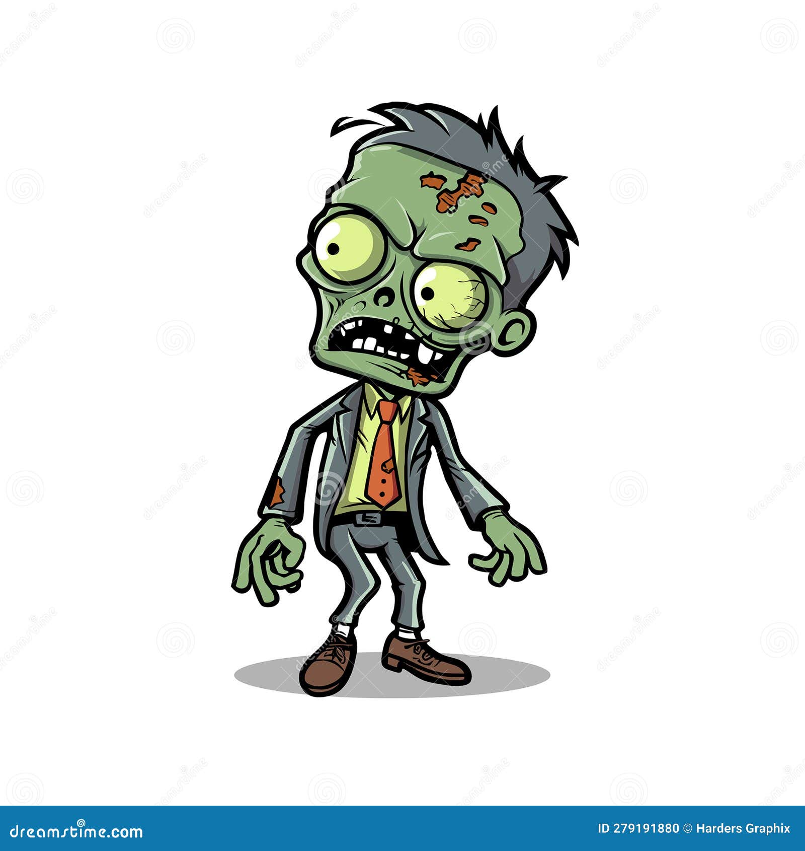Undead Fun Cartoon Lively Zombie Character Illustration, Spooky ...