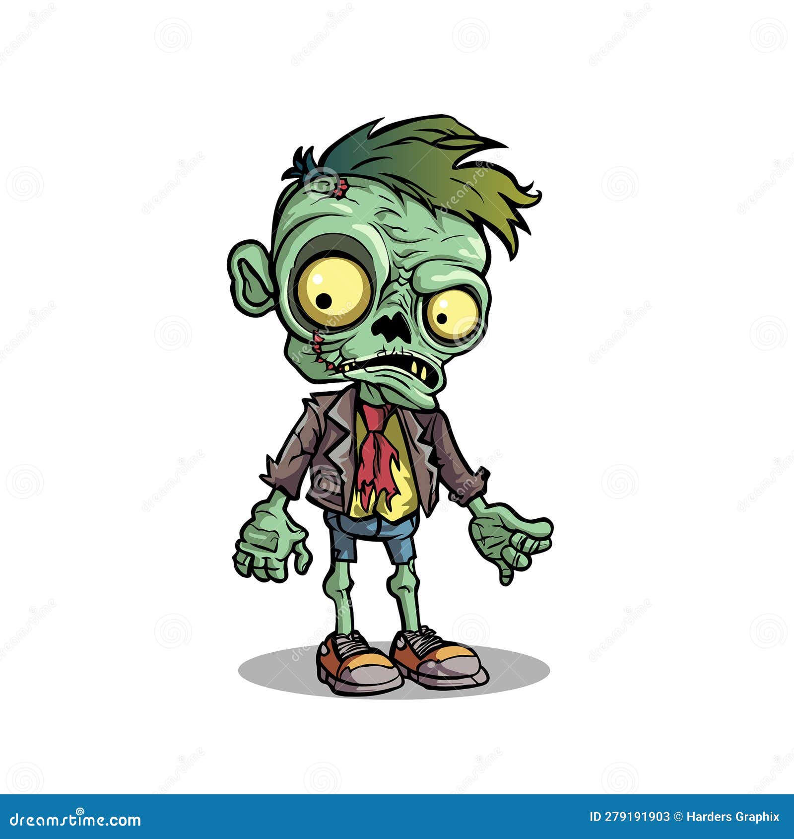 Undead Fun Cartoon Lively Zombie Character Illustration, Spooky ...