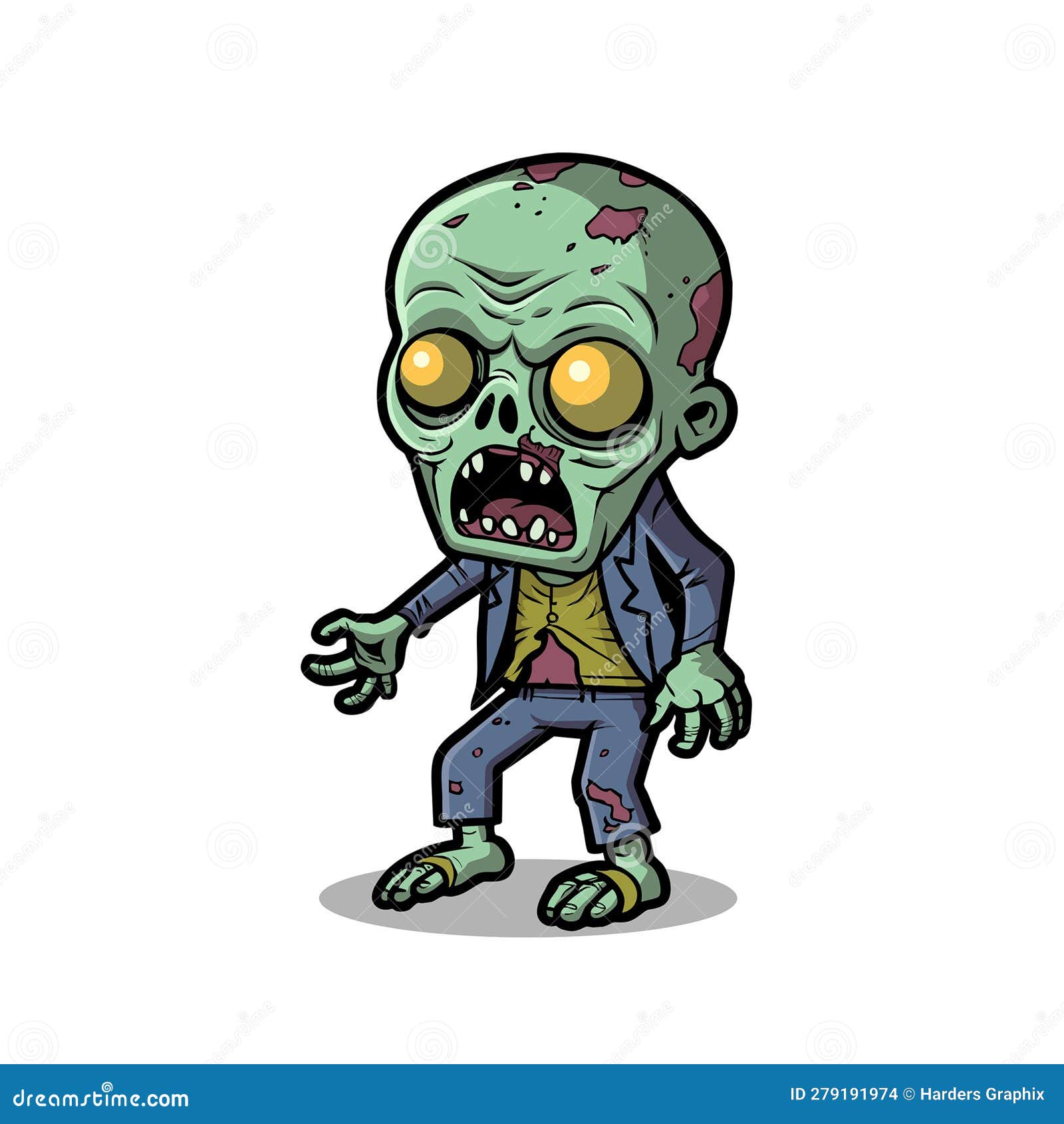 Undead Fun Cartoon Lively Zombie Character Illustration, Spooky ...