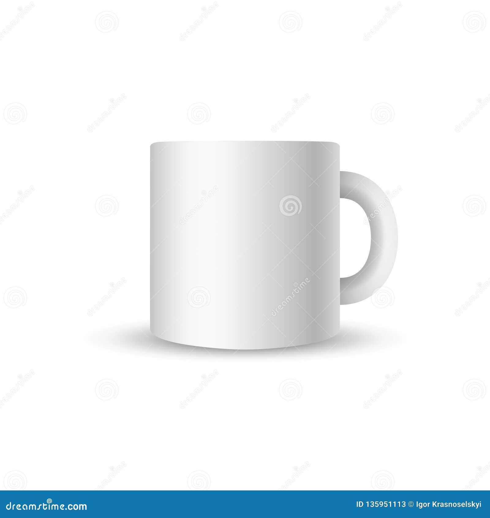 Template Ceramic Blank White Mug with Shadow. Photorealistic White Cup ...