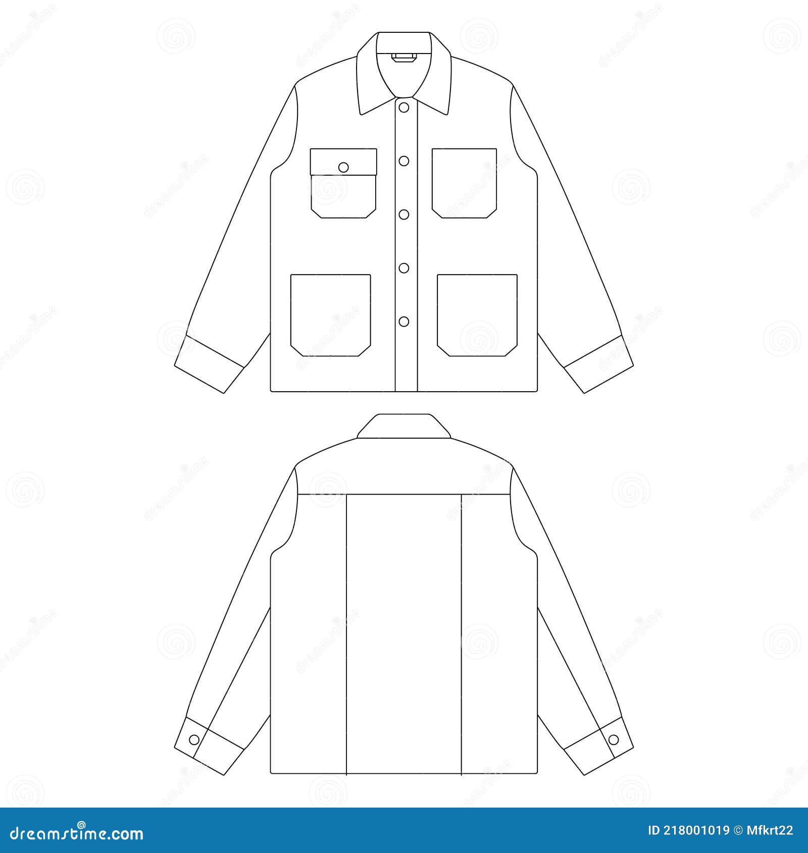 Template Chore Jacket Vector Illustration Flat Sketch Design ...