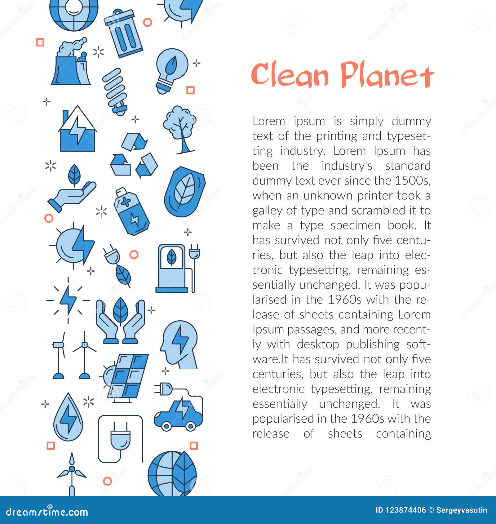 Template for Clean Planet with Text and Icons Stock Vector ...