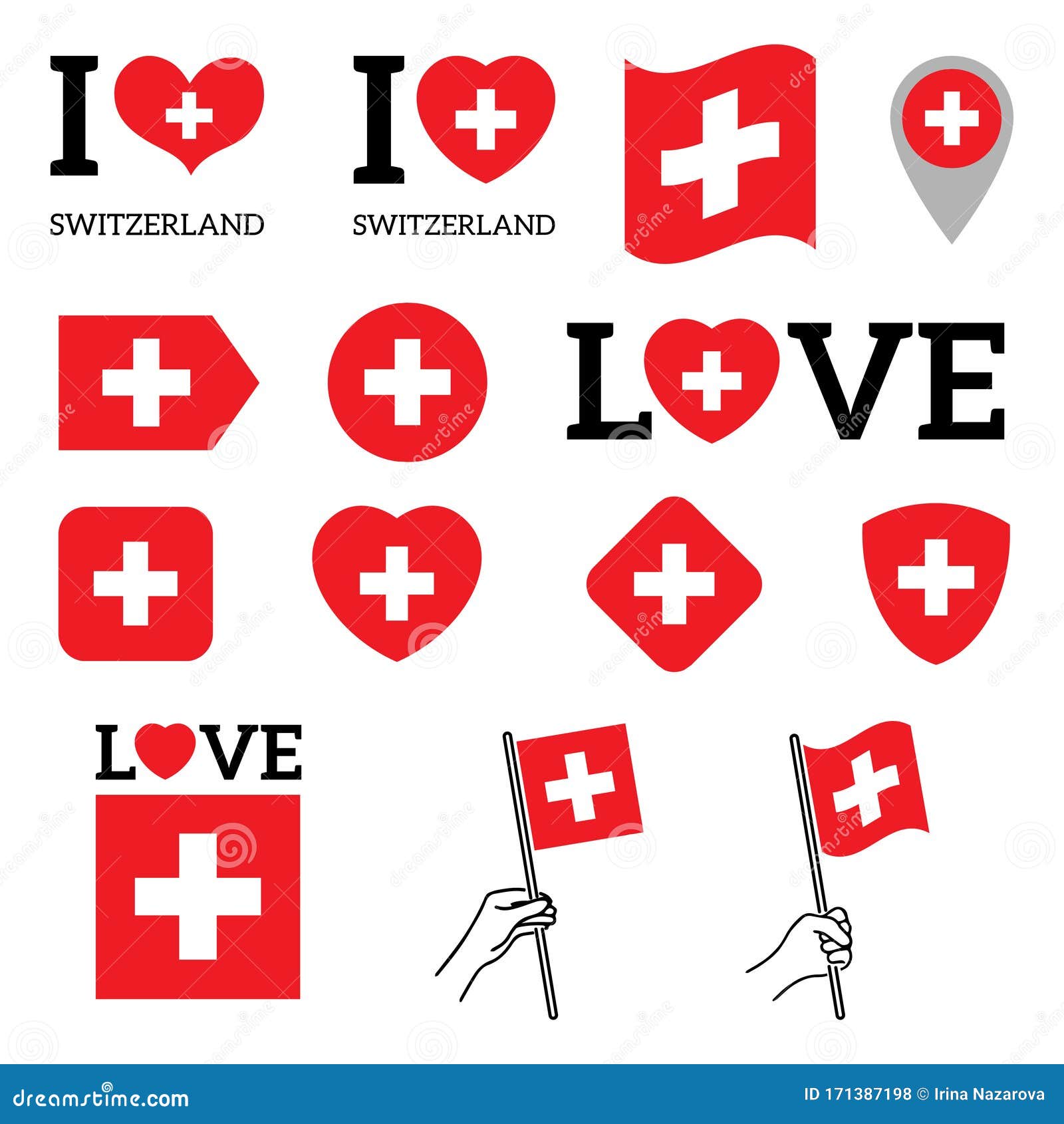 Flag of Switzerland. Set of Vector Flags. Stock Vector - Illustration ...