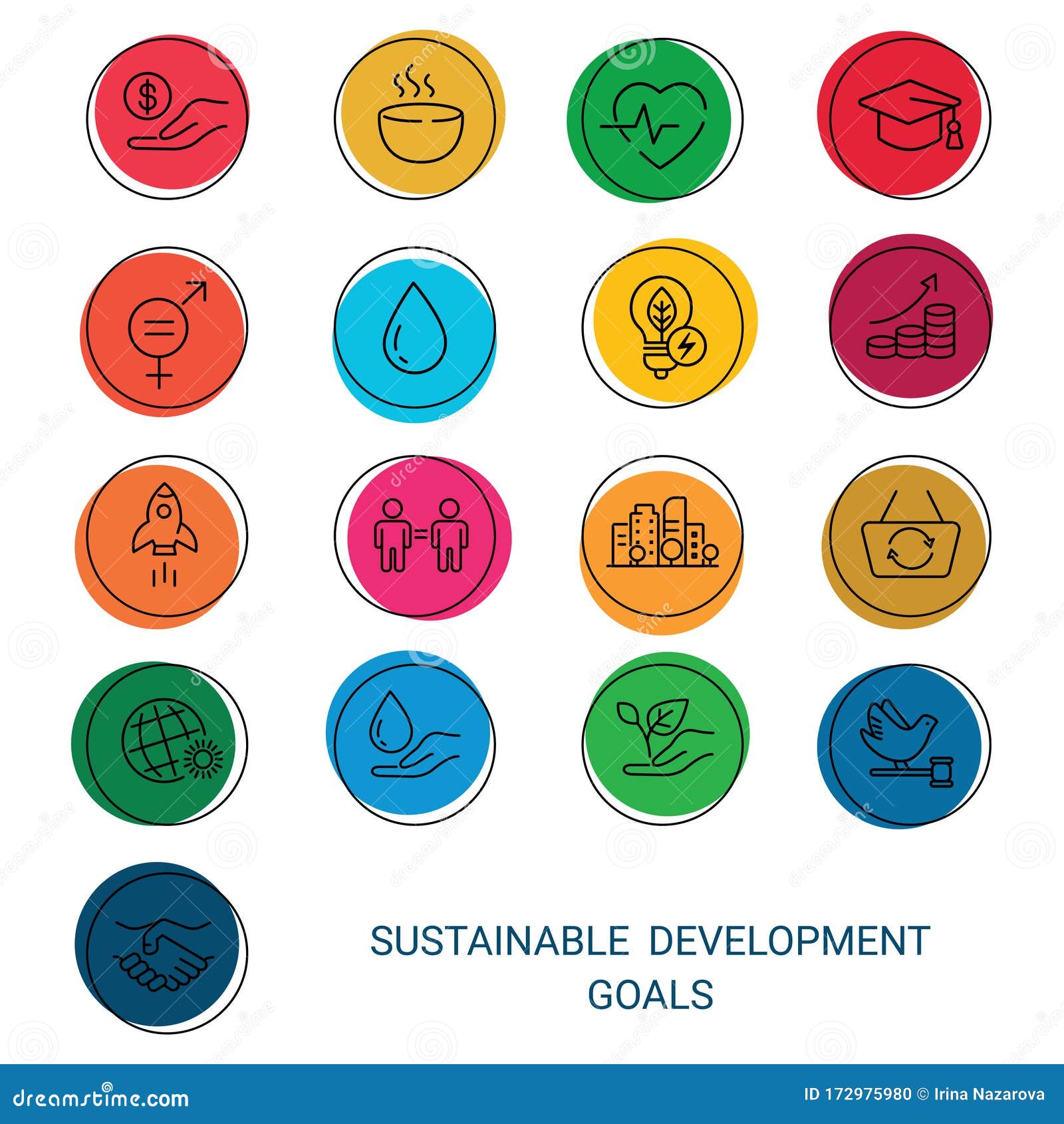 Icons Set .Sustainable Development Goals. Stock Vector - Illustration ...