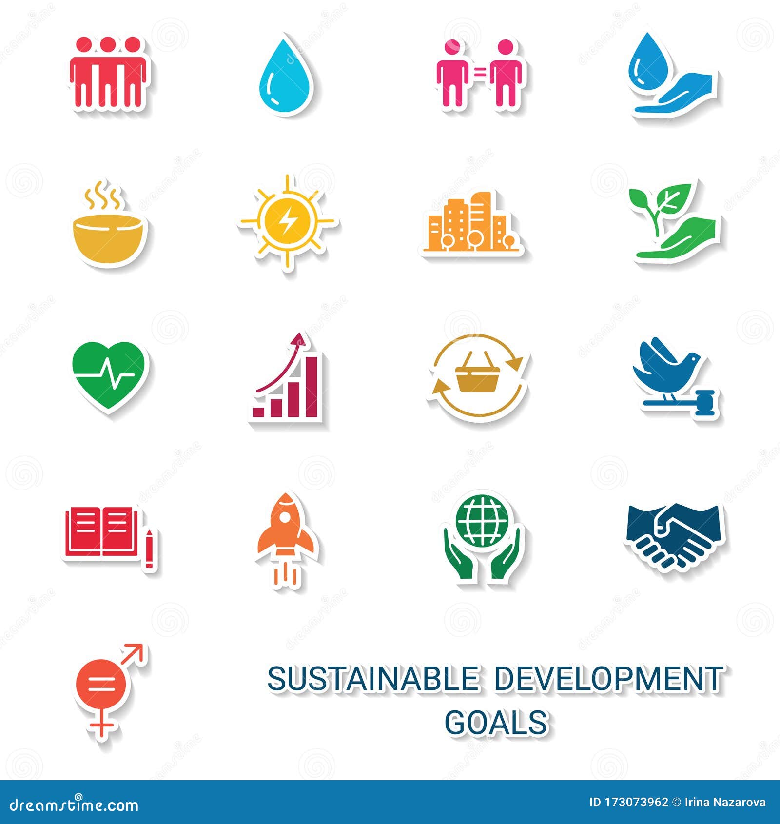 Icons Set .Sustainable Development Goals. Stock Vector - Illustration ...