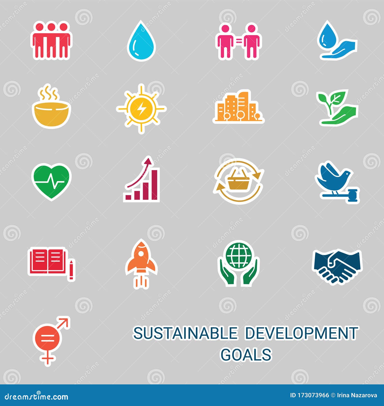 Icons Set .Sustainable Development Goals. Stock Vector - Illustration ...