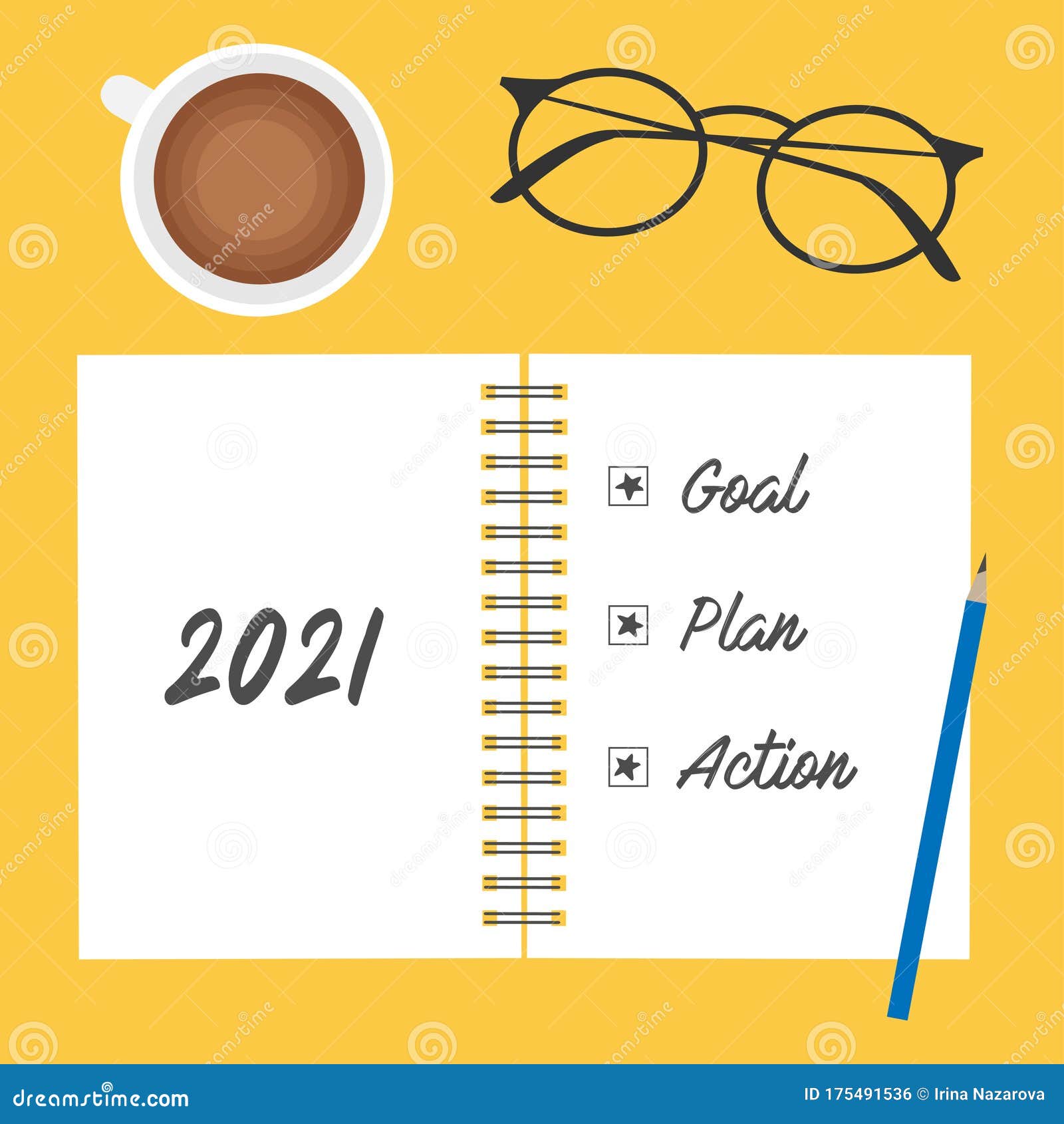Notepad with the Planning of 2021 Stock Vector - Illustration of goal ...