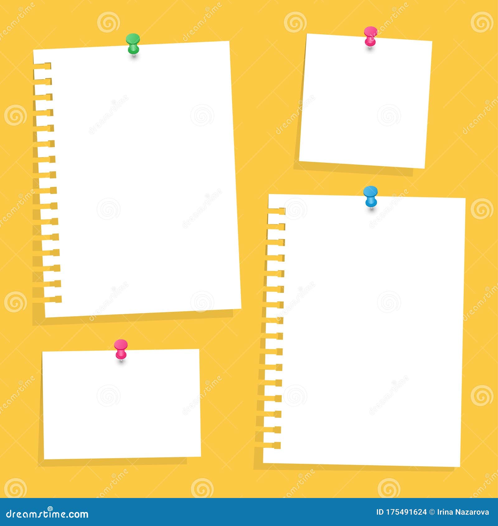 Notes Pinned To the Wall by Button. Stock Vector - Illustration of ...