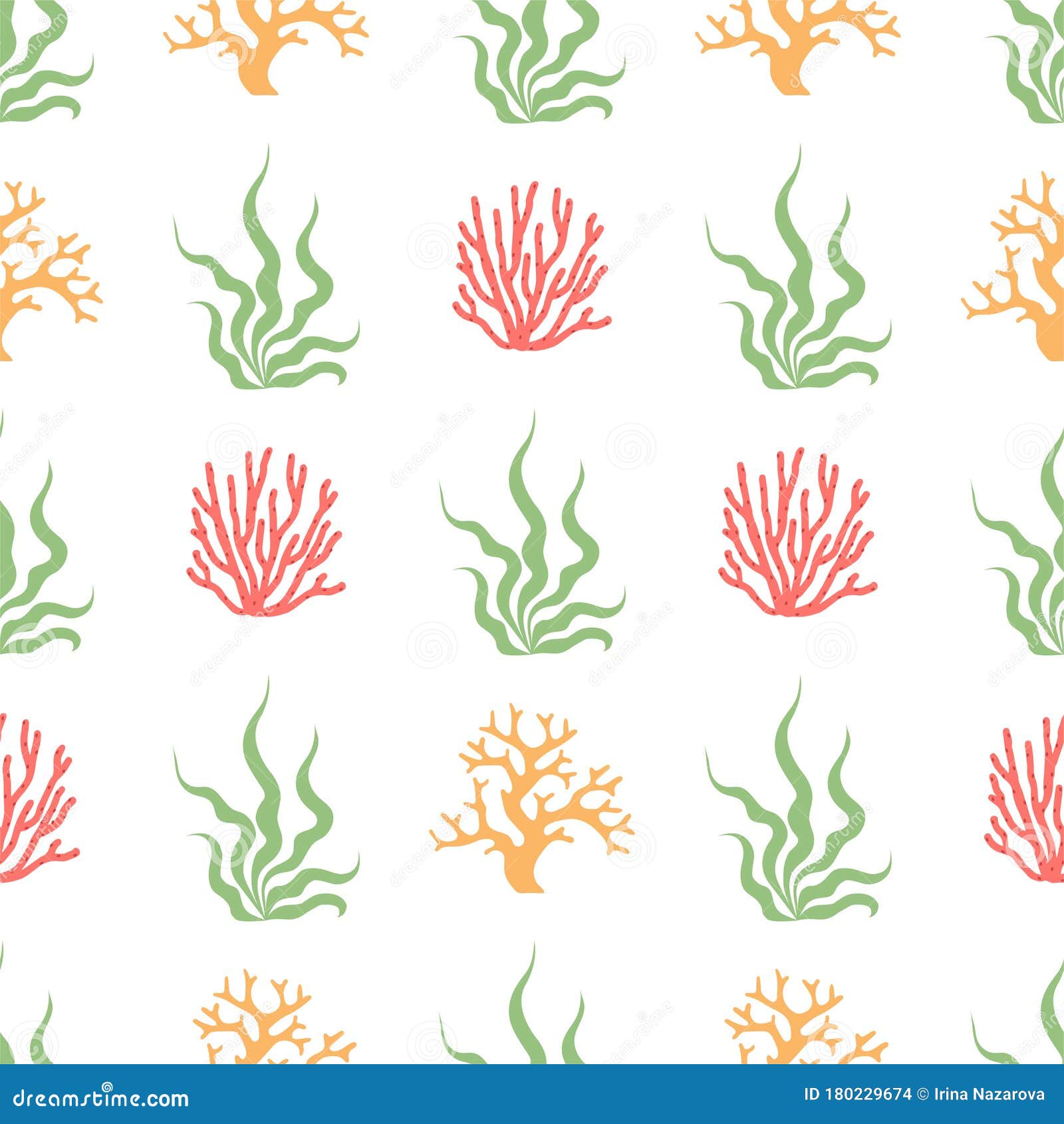 Seaweed. Colored Vector Patterns in Flat Style Stock Illustration ...