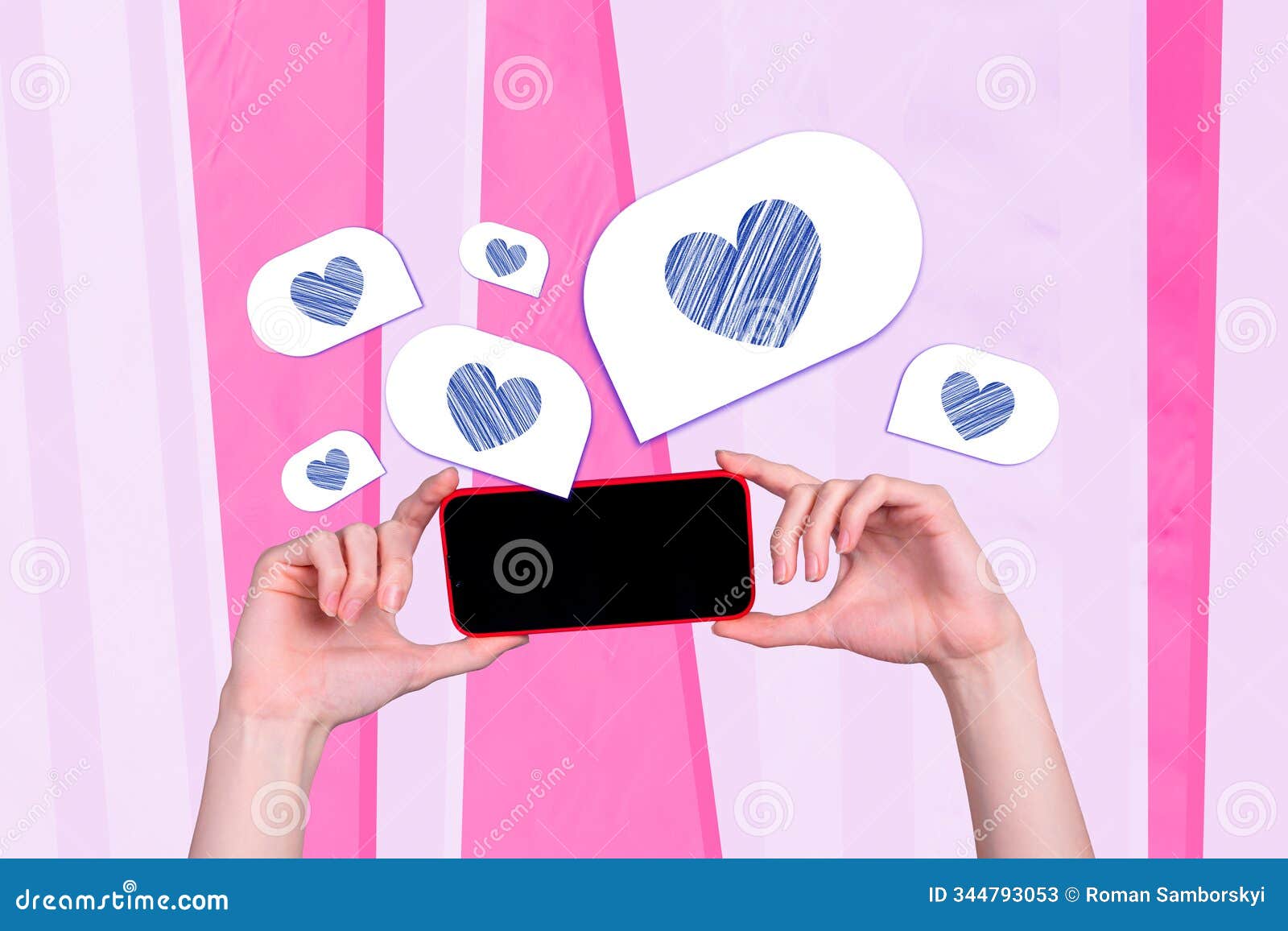 Template Collage Image of Human Hands Demonstrate Horizontal Phone ...