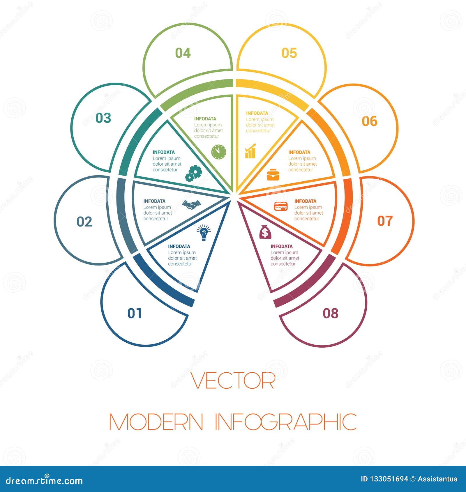 Template of Colorful Semicircle from Lines for Infographics Wit Stock ...