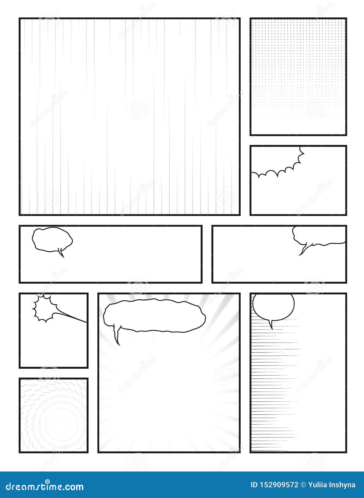 Template Comic Page. Manga Storyboard Layout Template for Drawing ...