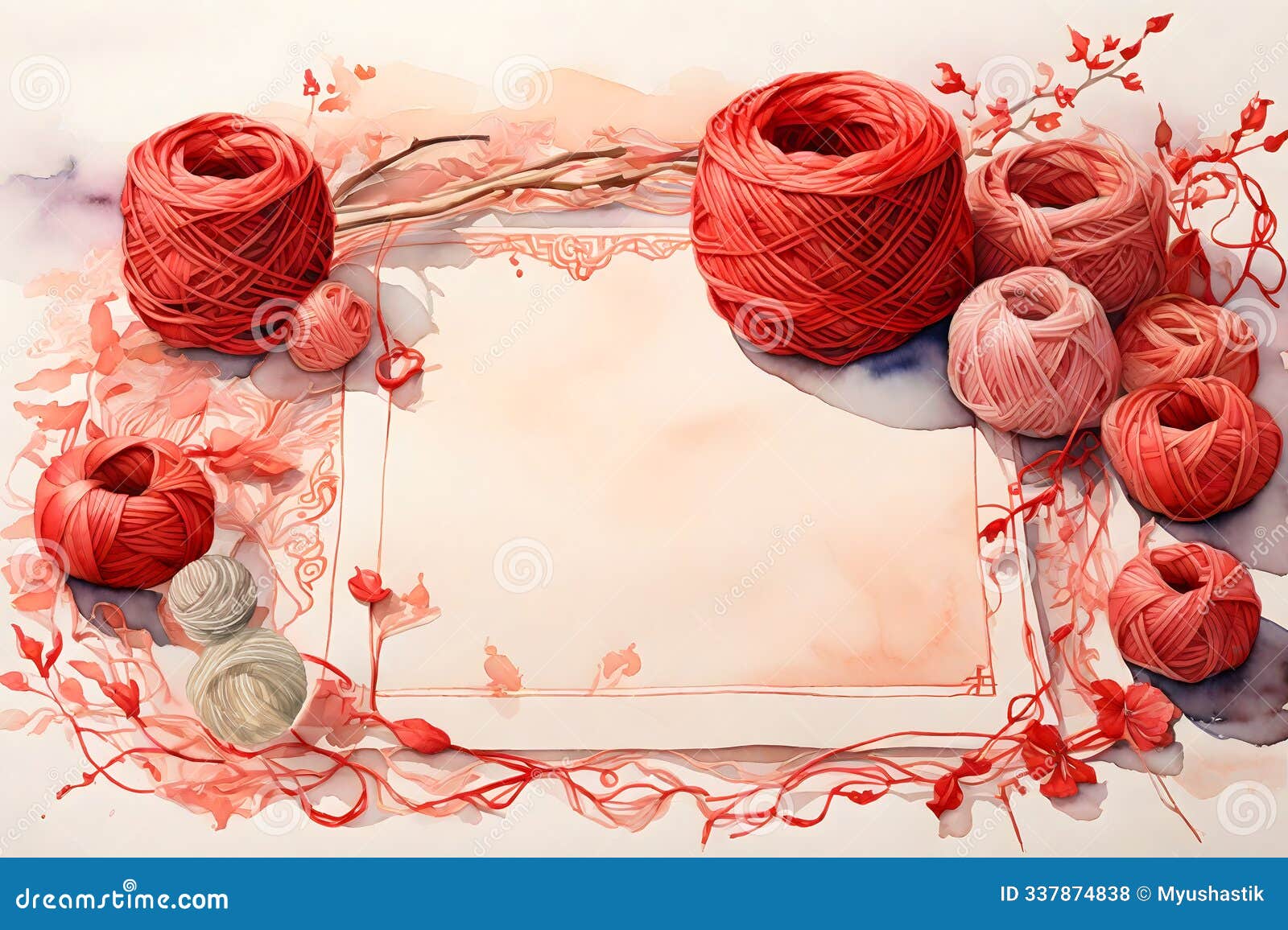 Template with Copy Space in Center and Frame Made of Wool or Cotton ...