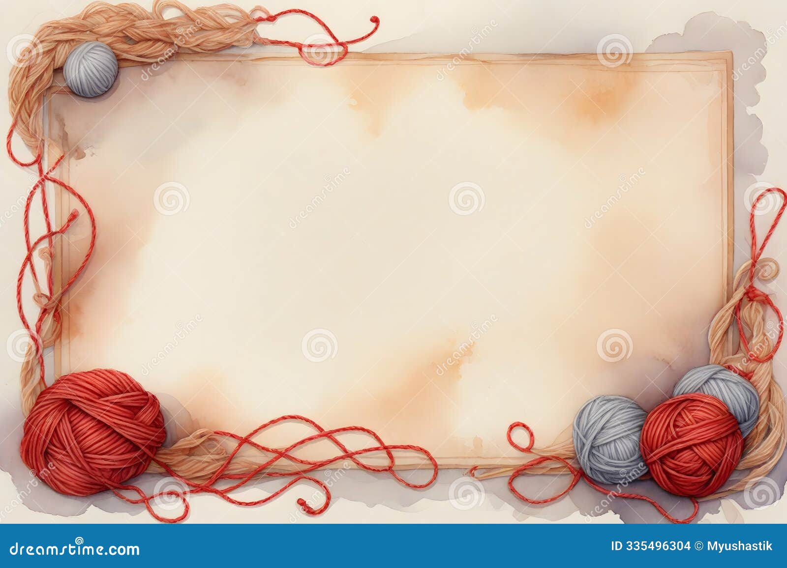 Template with Copy Space in Center and Frame Made of Wool or Cotton ...